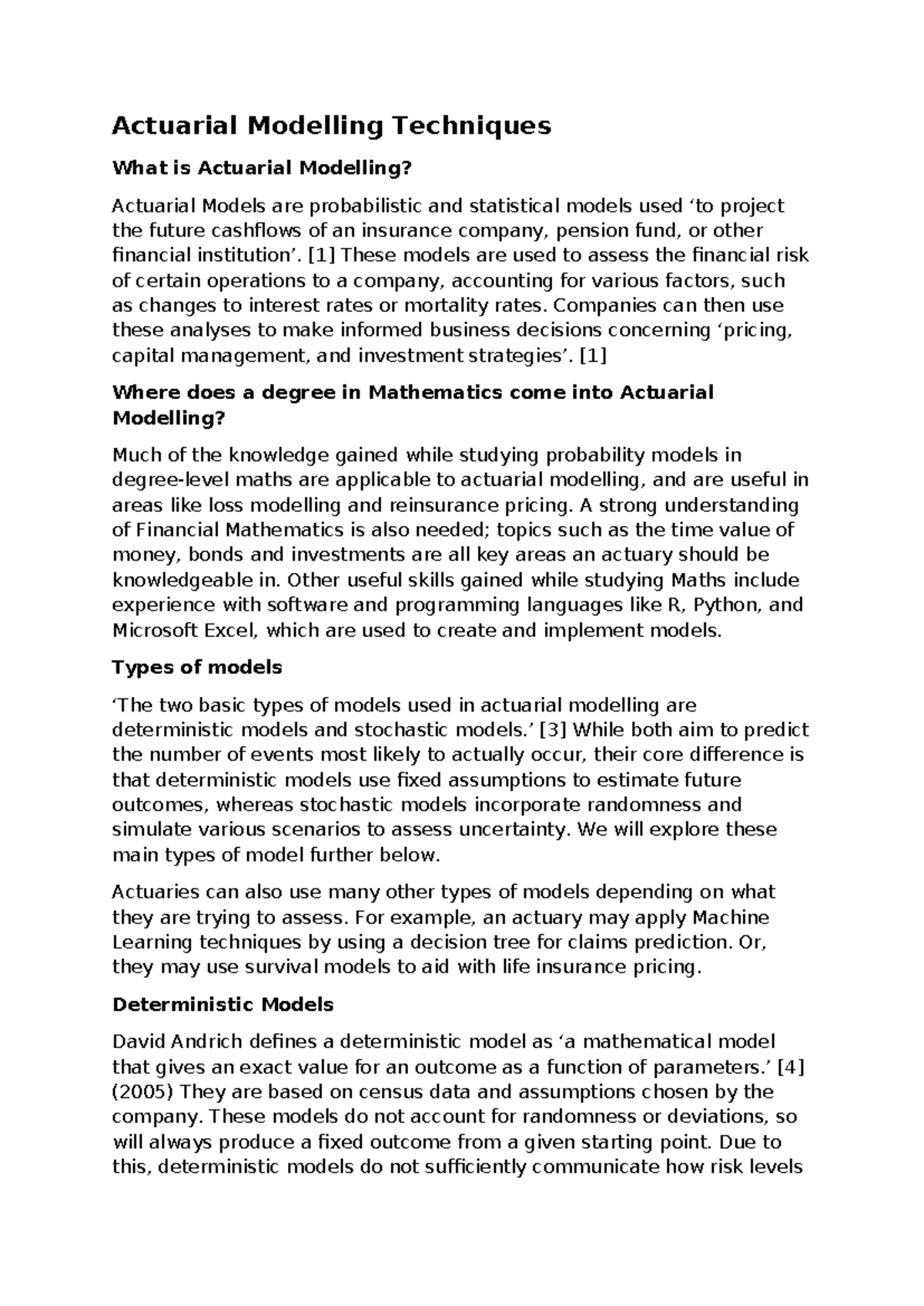 Actuarial Modelling Techniques Draft - Actuarial Modelling Techniques ...