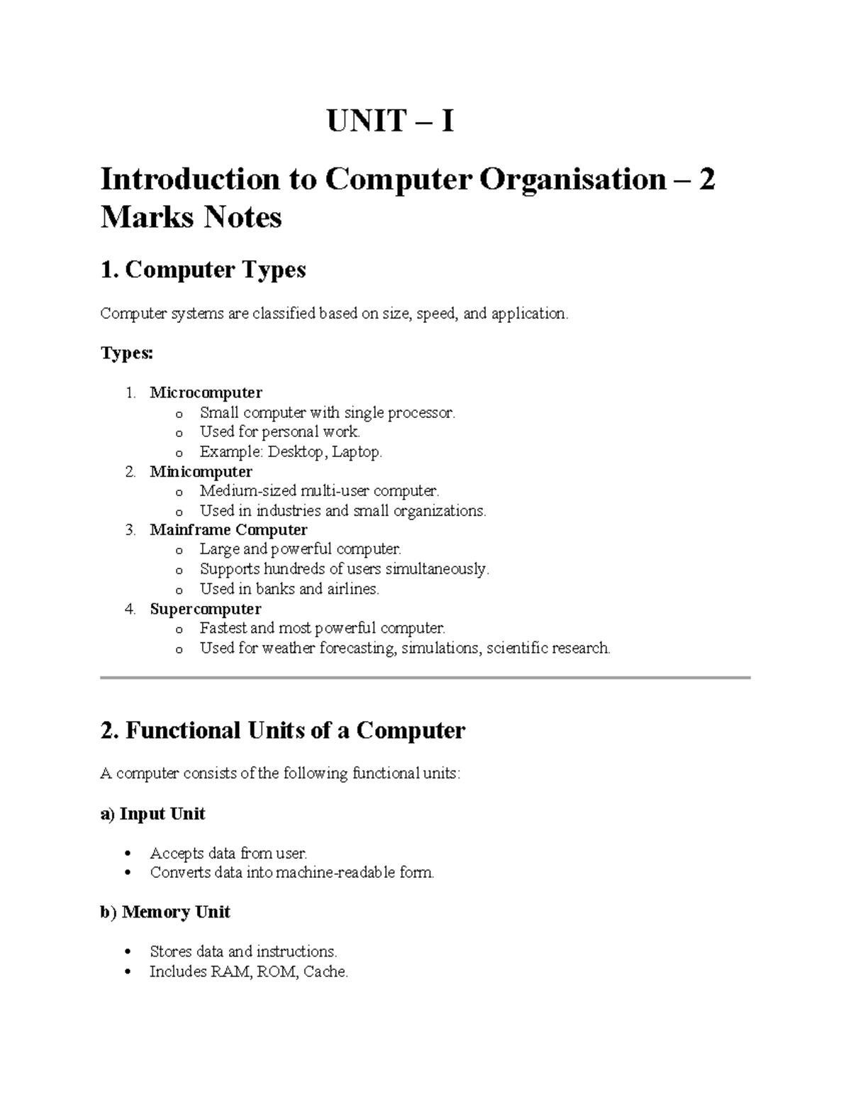 VL25201 Computer Organisation: 2 Marks Notes on Architecture & ISA ...