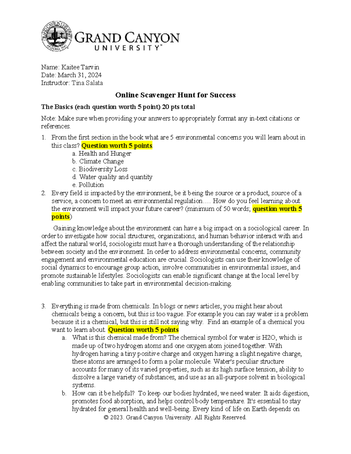 BIO-220 Online Scavenger Hunt: Environmental Impacts & Solutions - Studocu