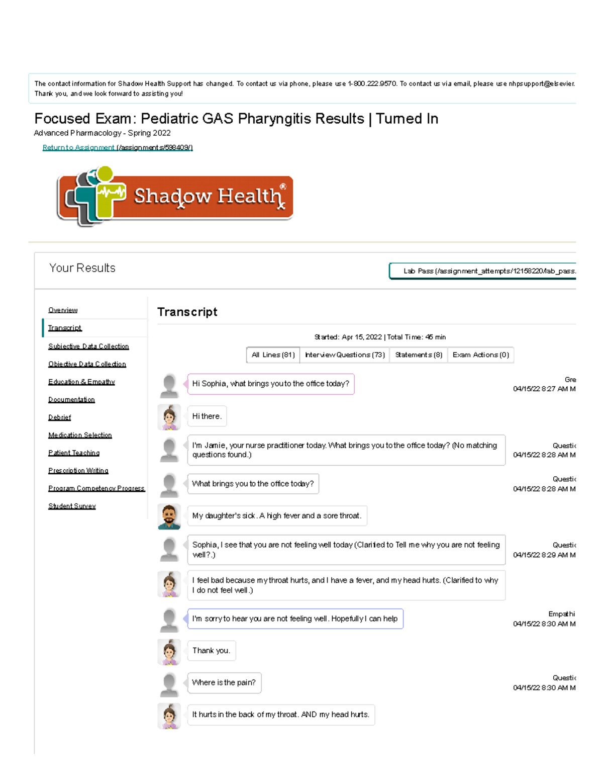Focused Exam: Pediatric GAS Pharyngitis Results - Adv Pharm Spring 2022 ...