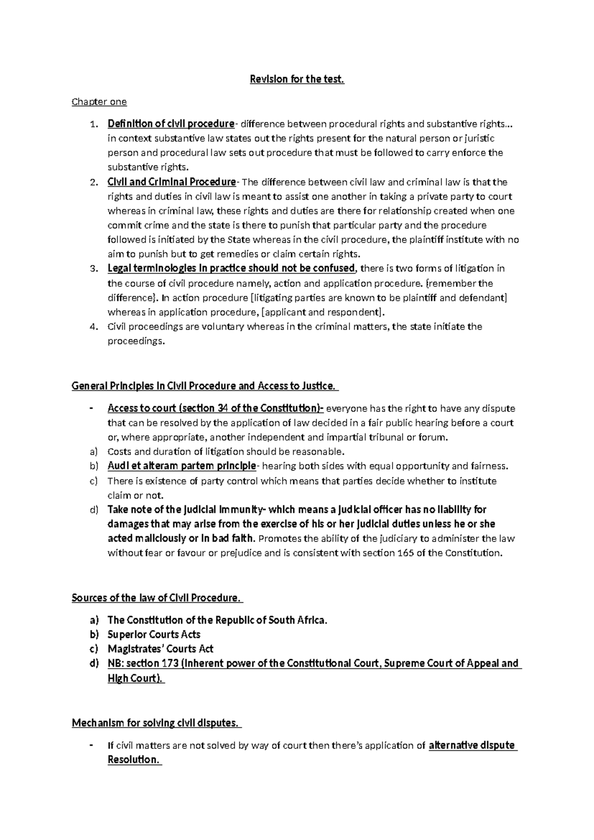 Civil Procedure Revision for Test (CIVPRO 101) - Key Concepts ...