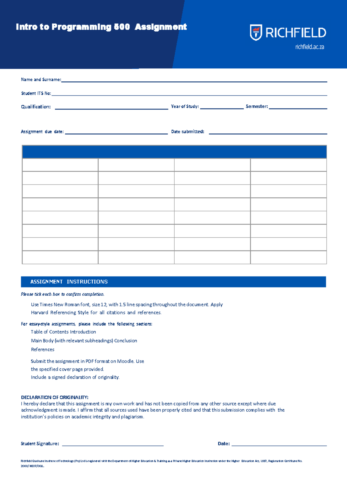 Intro to Programming 500 Assignment: Library Management System Case ...