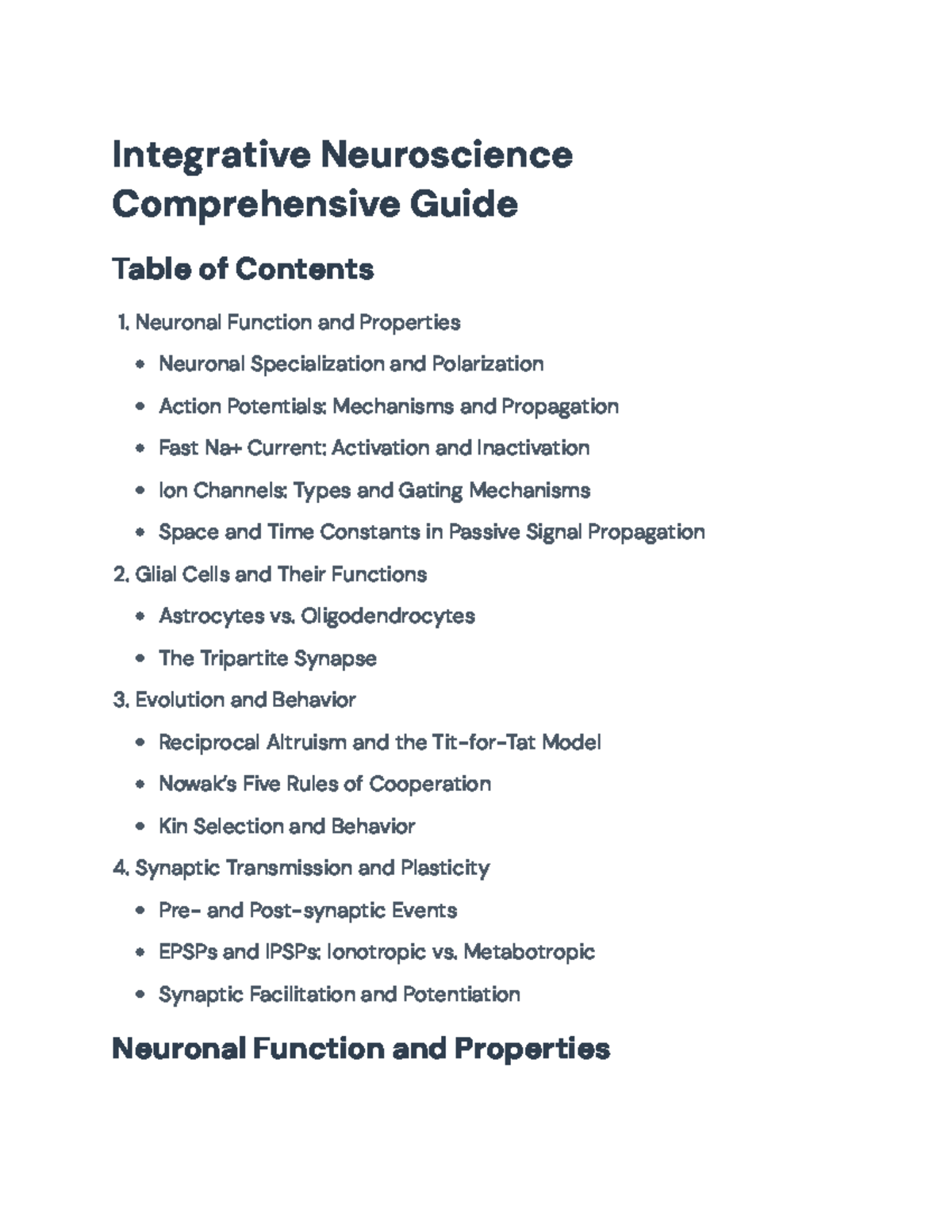 Integrative Neuroscience: A Comprehensive Guide to Neuronal Function ...