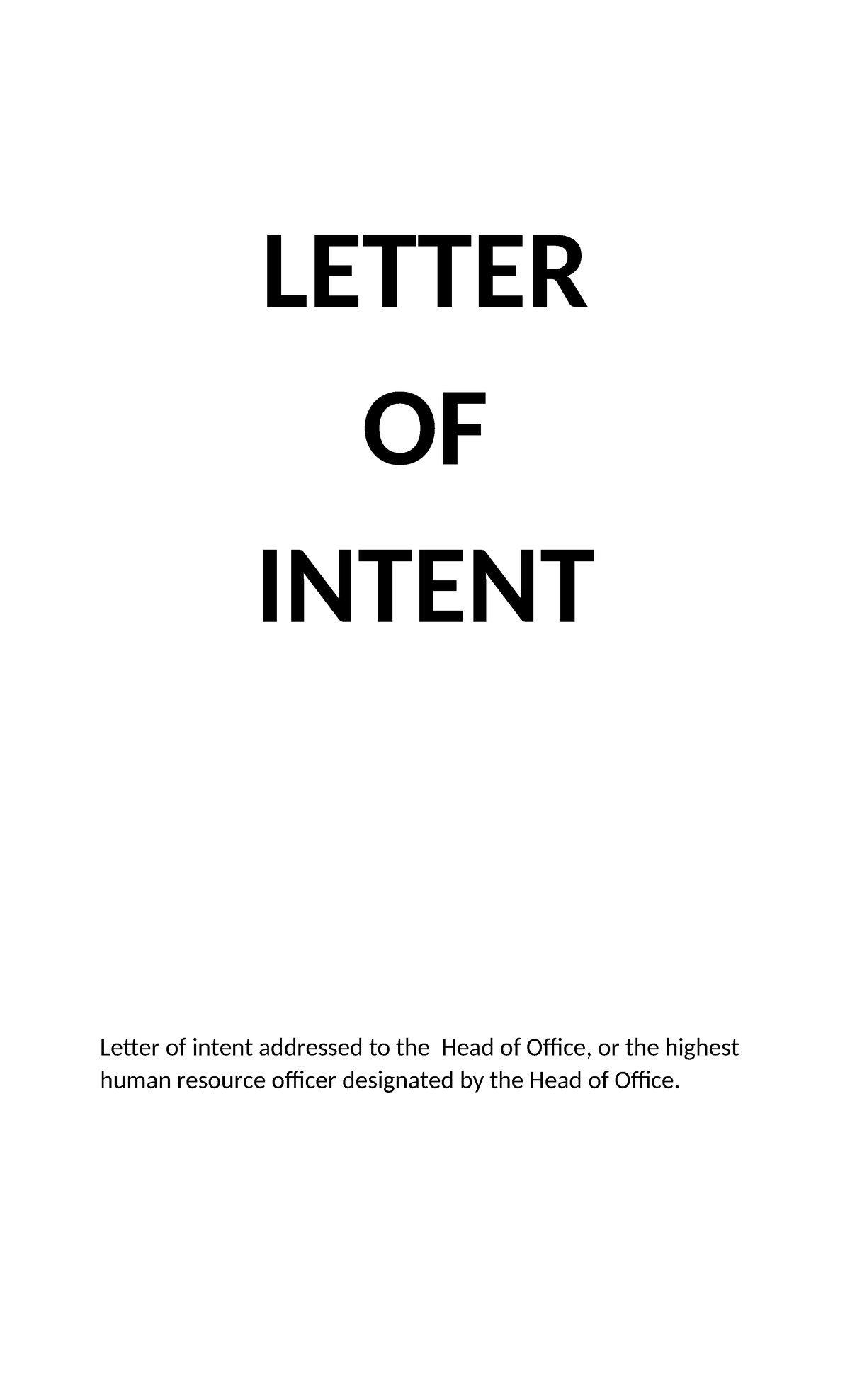 Letter of Intent for Application: Required Documents Checklist - Studocu