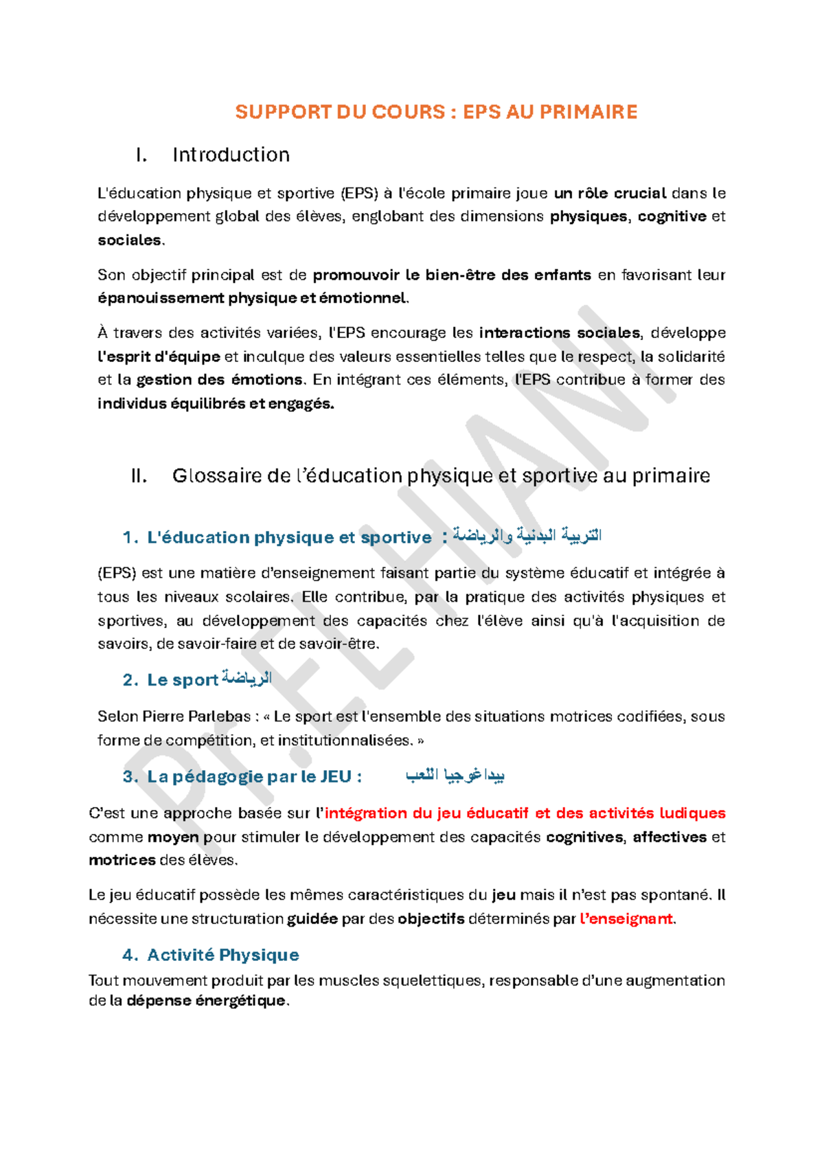 EPS AU PRIMAIRE I : Développement et Pédagogie en Éducation Physique ...