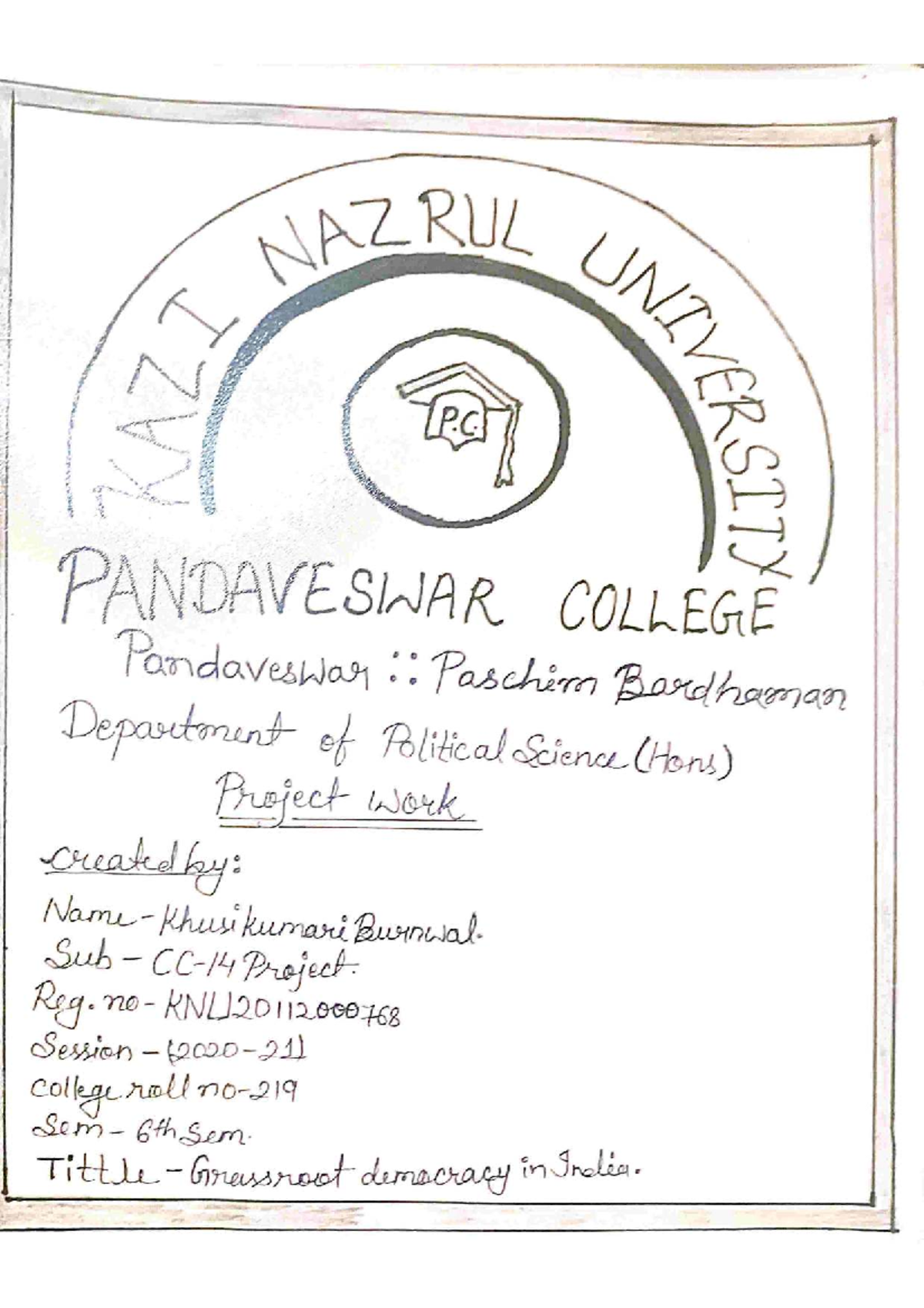 Project Work - Grassroot Democracy in India (Pol 6th Sem) - Studocu