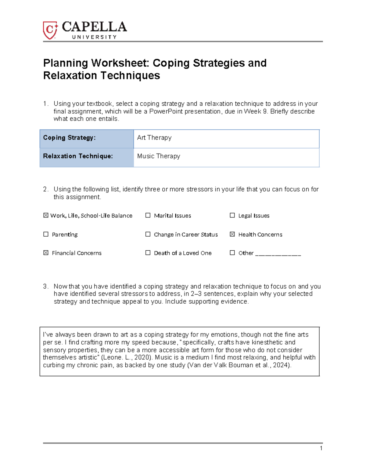 J.Rosenthal - Week 9 Final Assignment: Coping & Relaxation Strategies ...