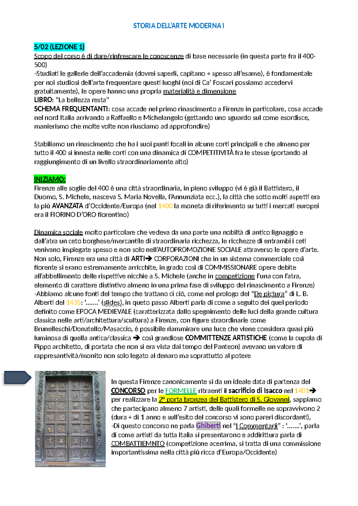 STORIA MODERNA I (LEZIONE 1) - Introduzione al Rinascimento e Firenze ...