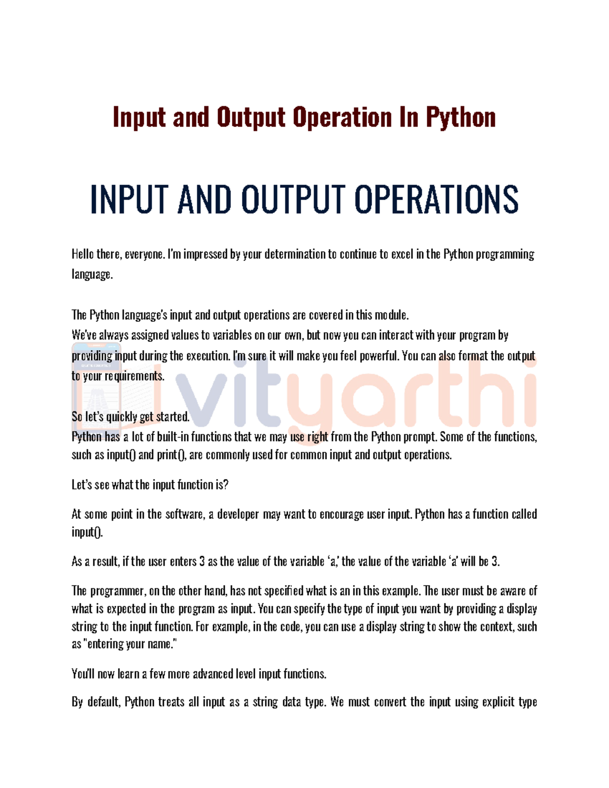 Python 4th Module: Input and Output Operations in Python - Studocu