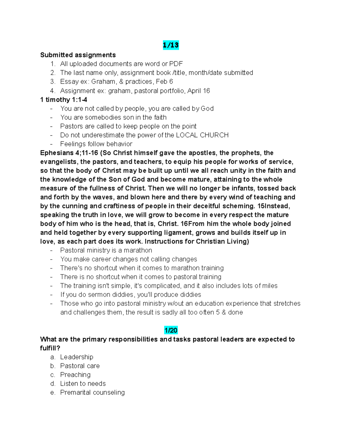 Pastoral Theology Notes: Key Insights and Responsibilities in Ministry ...