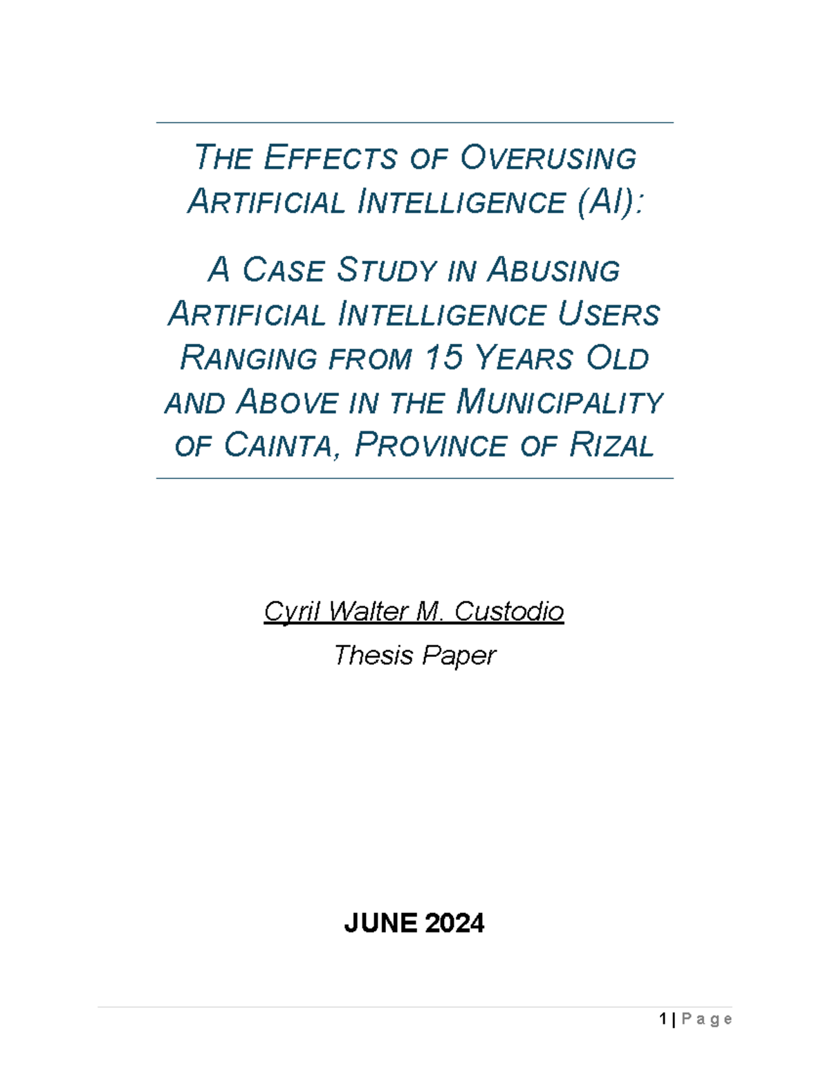 Effects of Overusing AI: A Case Study on Students in Cainta, Rizal ...