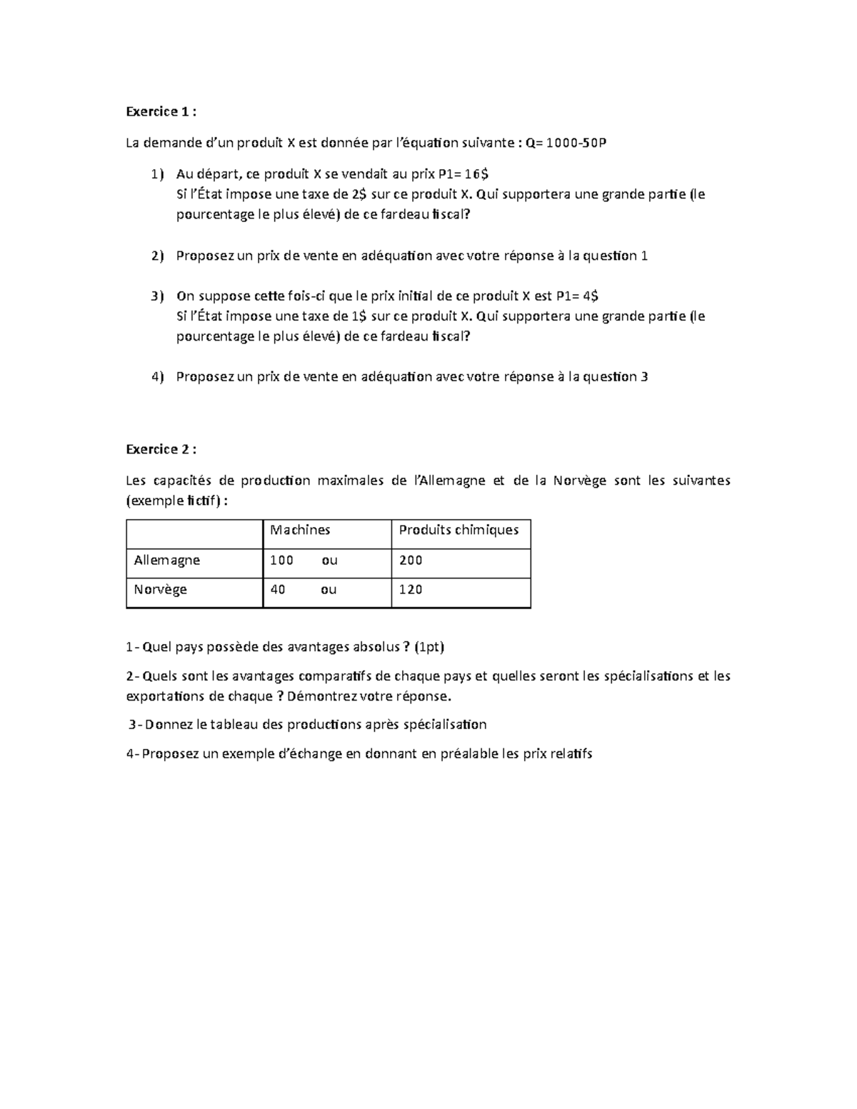 ECN 2311 (Deux exercices de r Ã©vision pour lexamen final) - Exercice 1 : La demande d’un ...