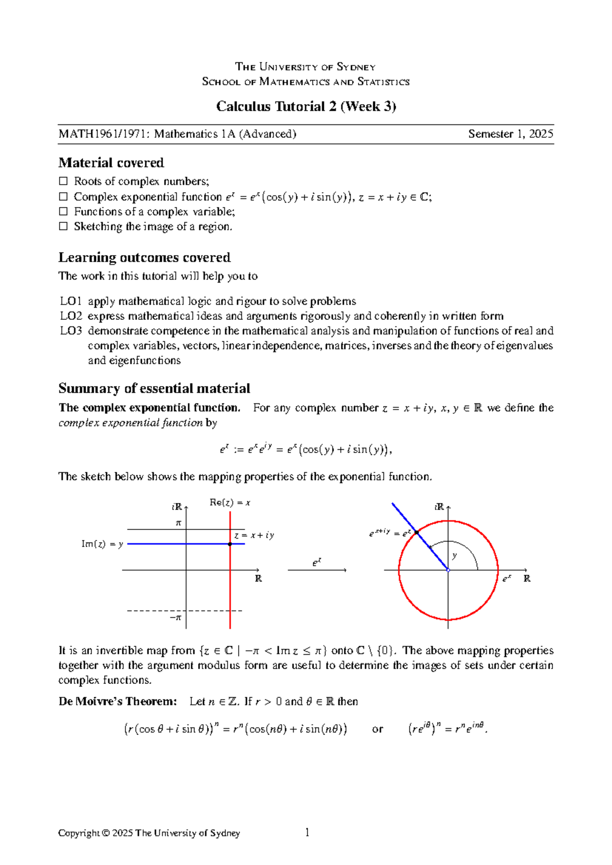 Calculus tutorial 2 week 3 - The University of Sydney School of ...