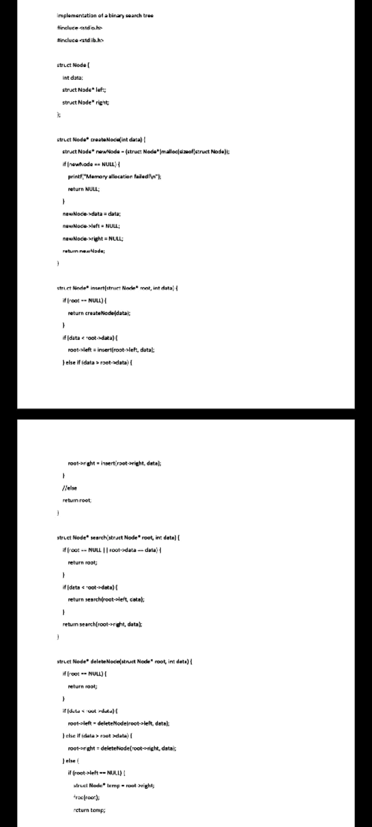 CS101: Implementation of a Binary Search Tree in C - Studocu