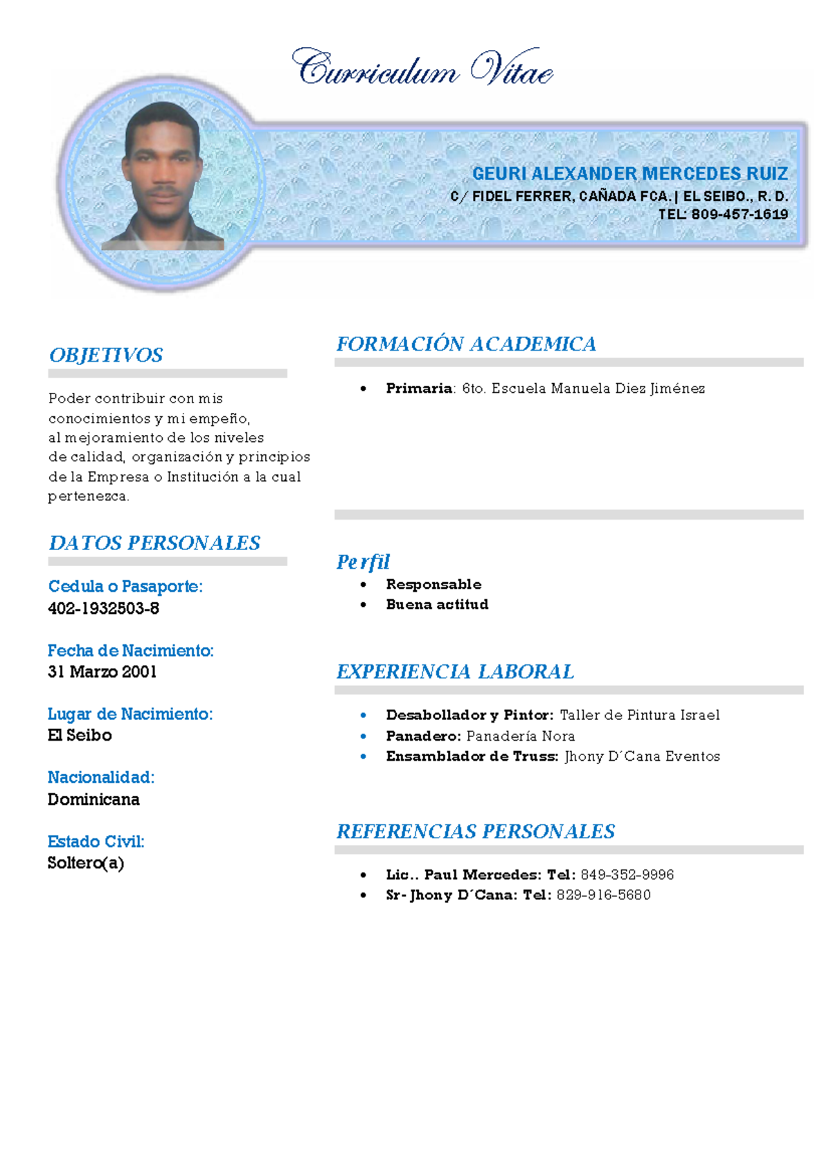 Curriculum Vitae - Geuri Alexander Mercedes Ruiz - RD - Studocu