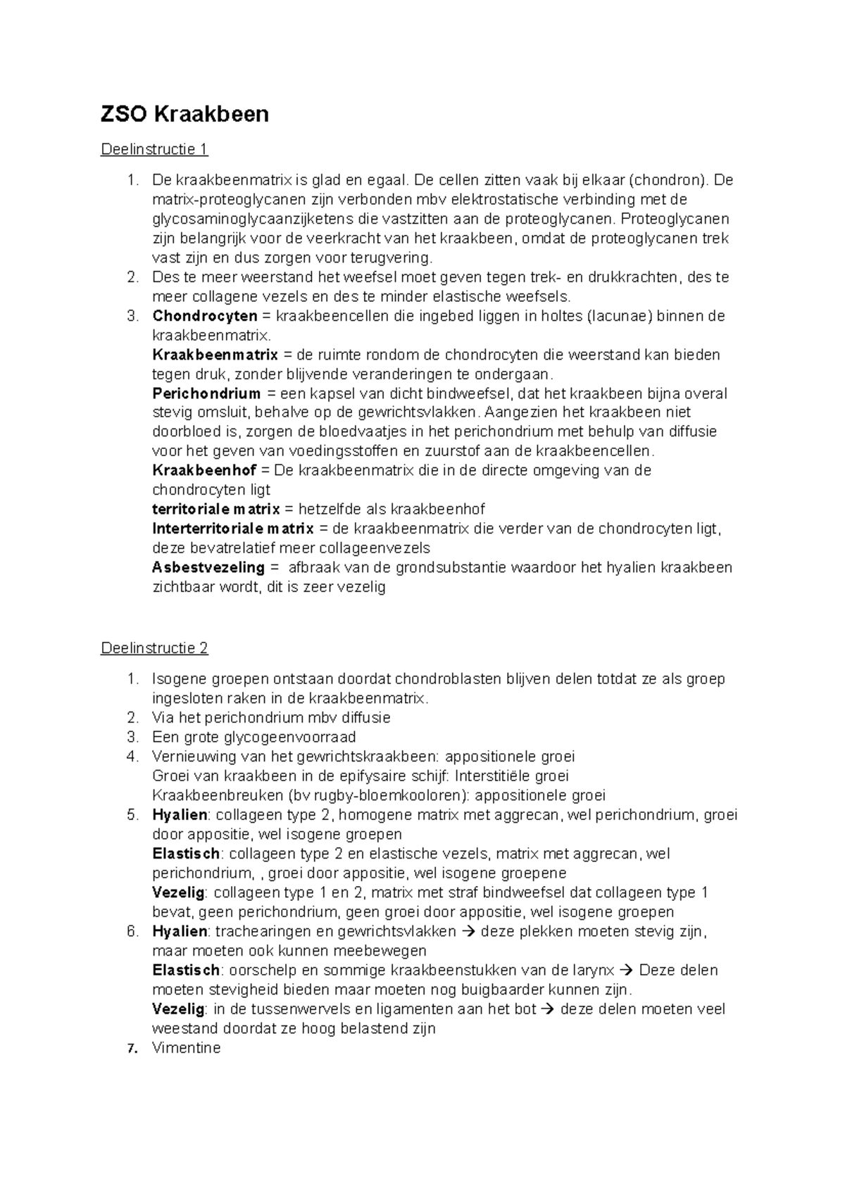 ZSO Kraakbeen: Inzicht in Structuur en Functie van Kraakbeen - Studeersnel
