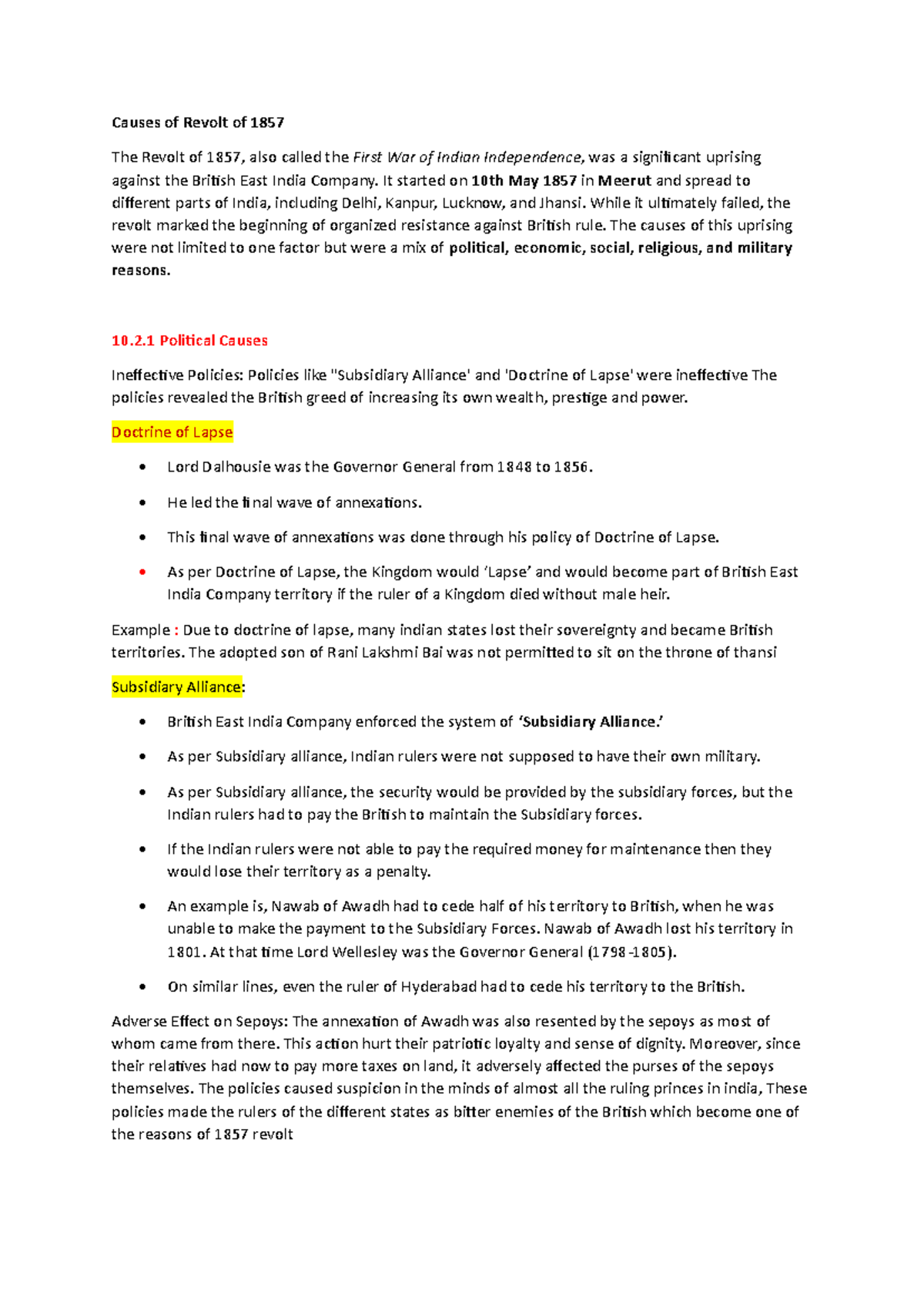 Causes of the 1857 Revolt: Political, Economic & Religious Factors ...
