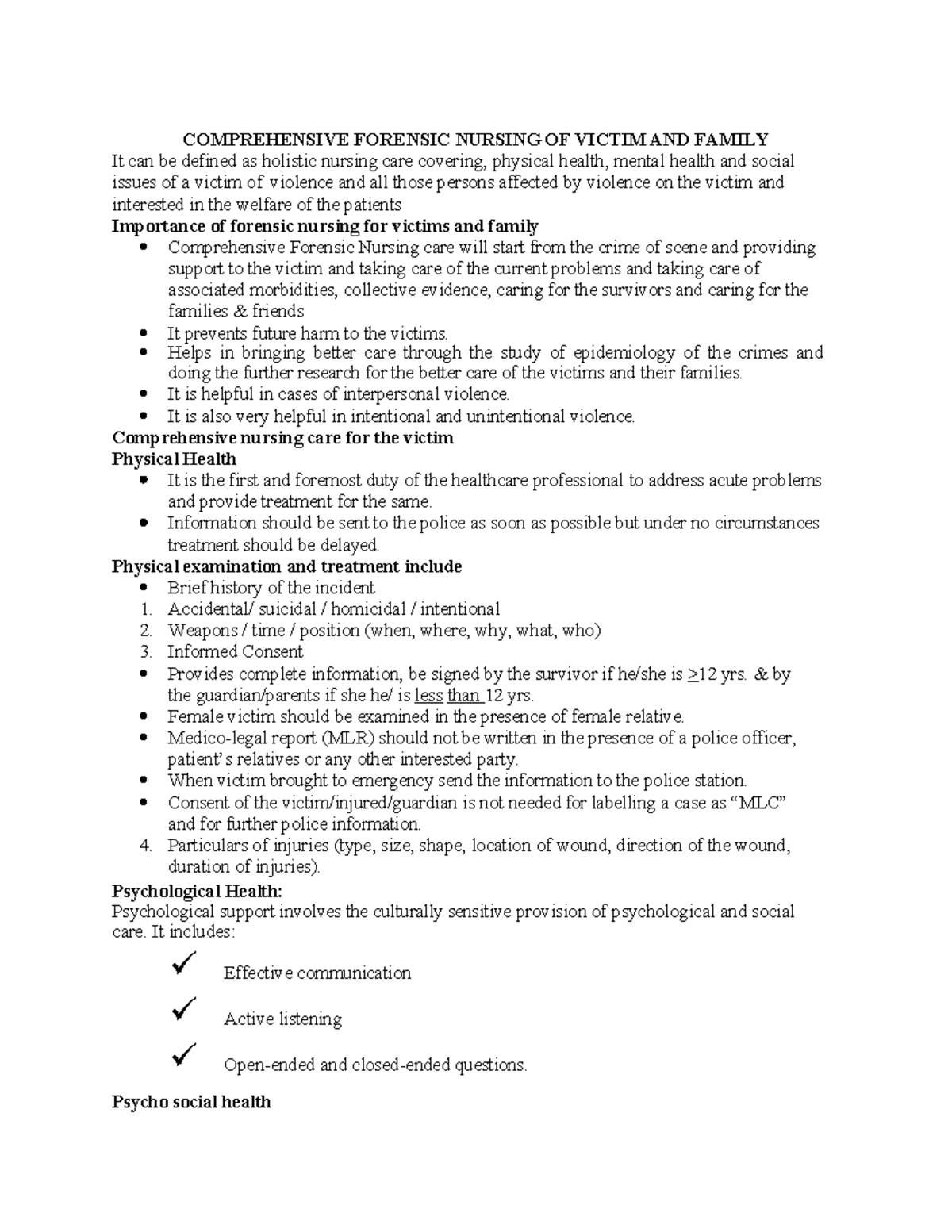 UNIT-3 Comprehensive Forensic Nursing: Care for Victims & Families ...