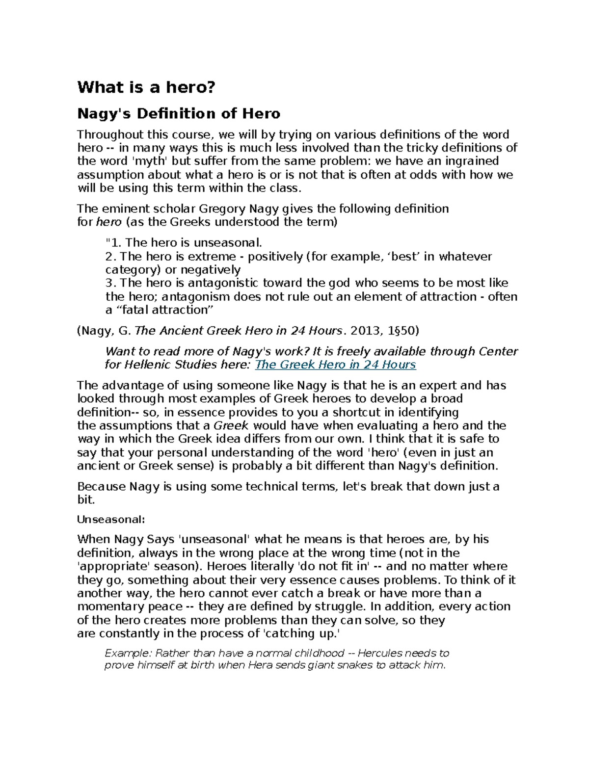 What is a hero- clas 1p97 - What is a hero? Nagy's Definition of Hero ...