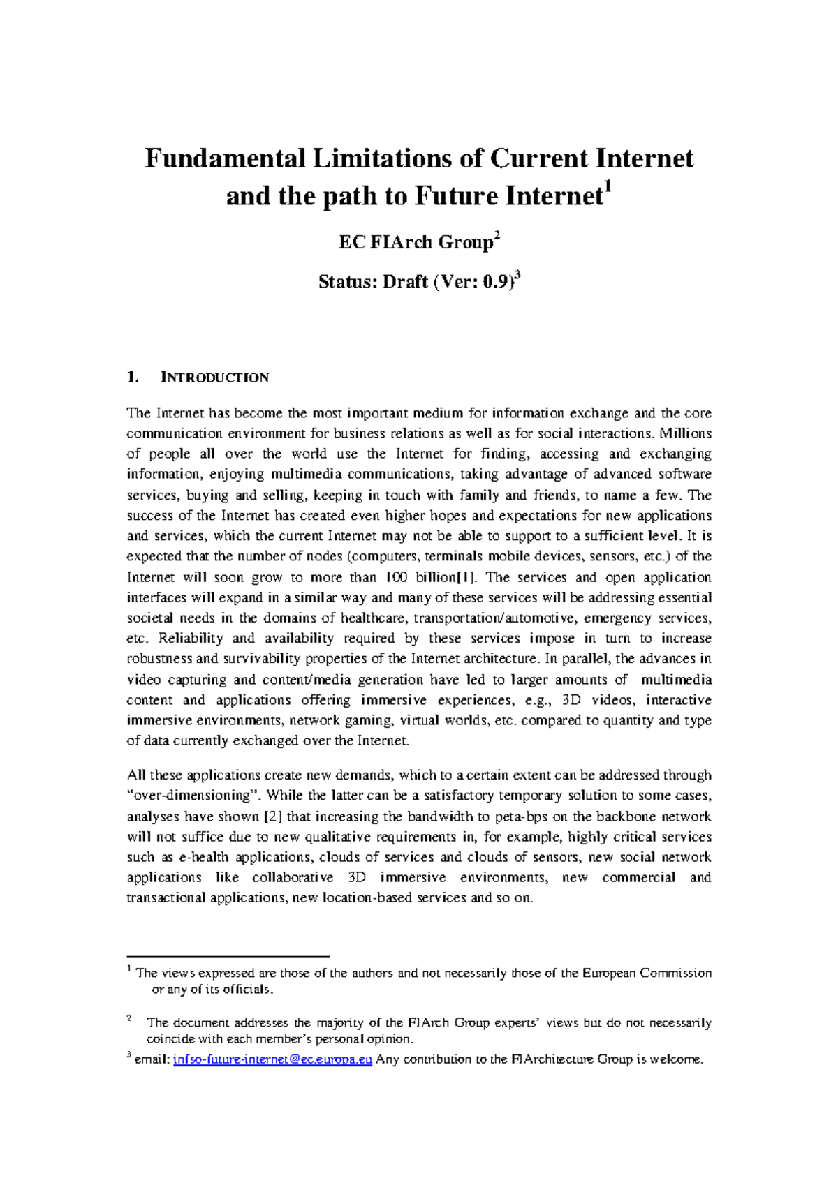 Current internet limitations v9 - Fundamental Limitations of Current ...
