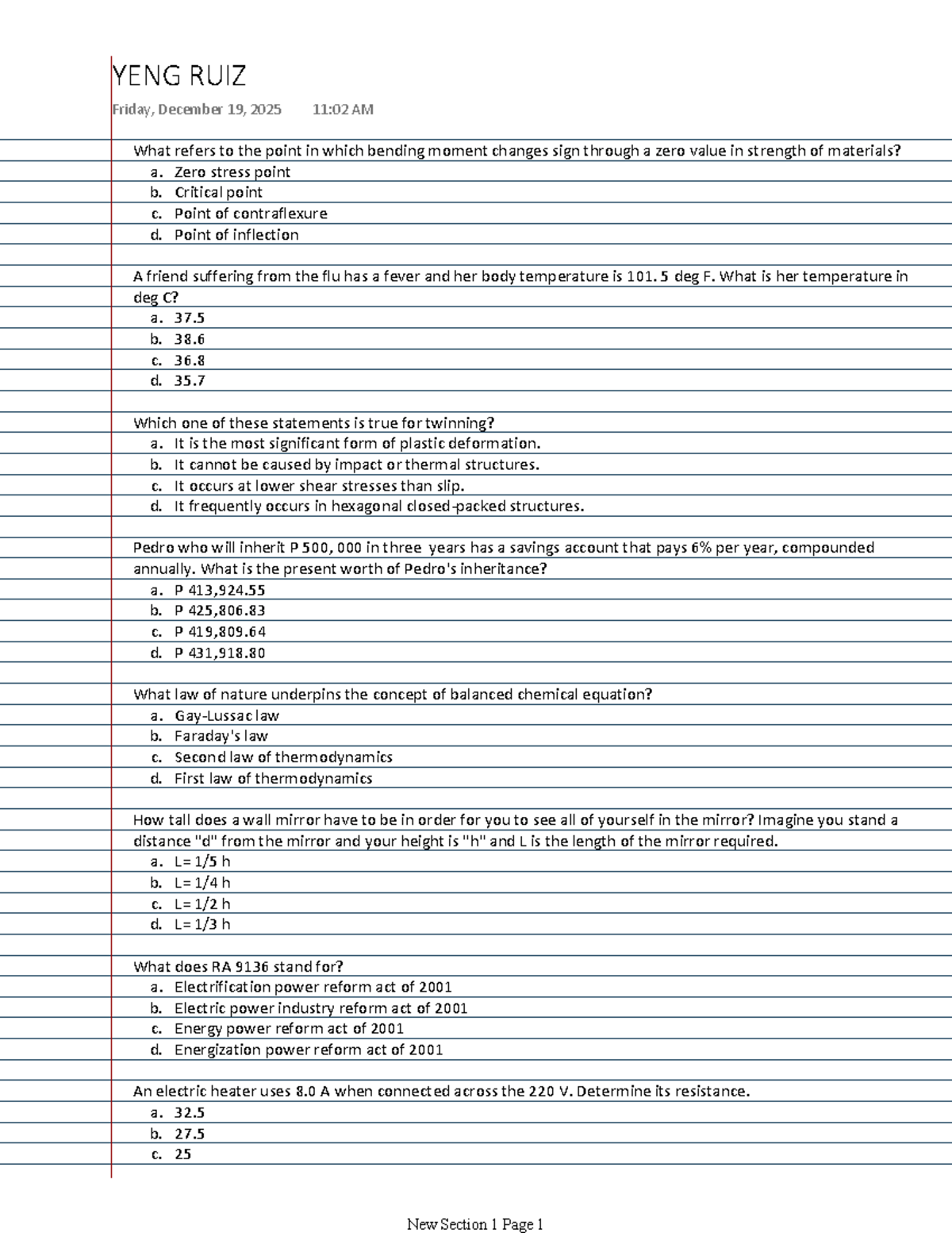 Engineering Sciences and Allied Subjects Quiz - 06 ESAS - Studocu