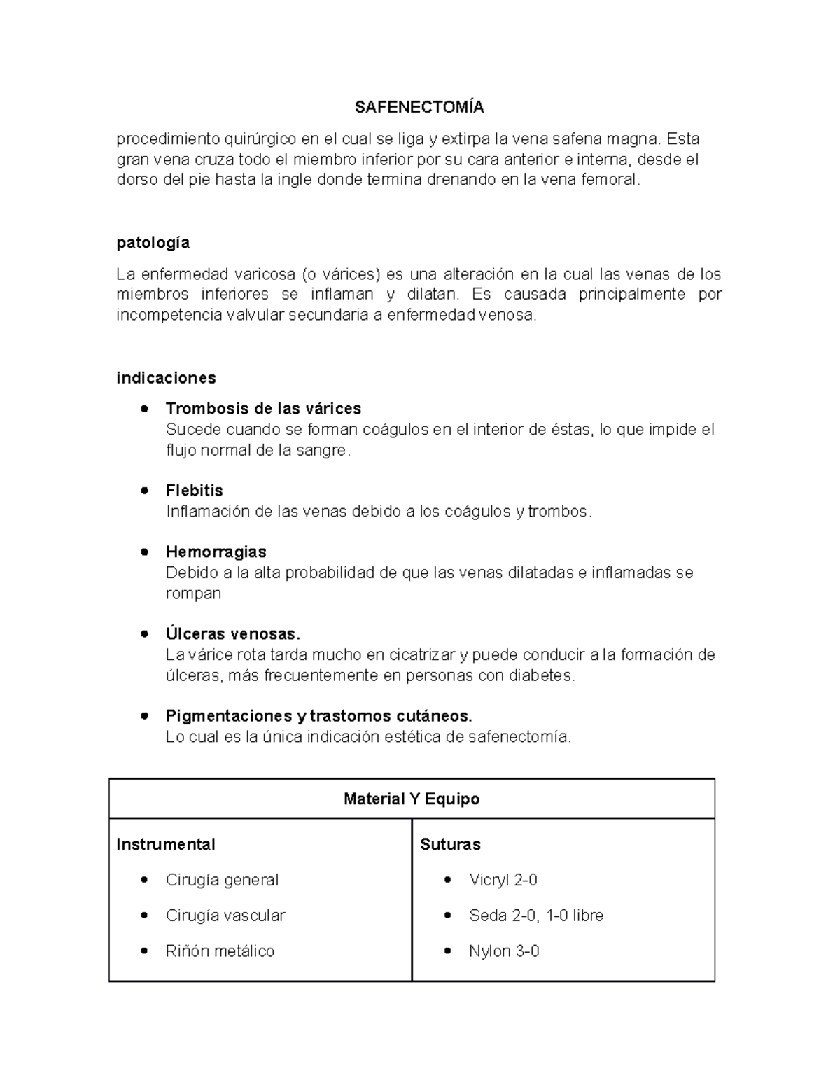 Técnicas y Protocolo Quirúrgico de Safenectomía en Cirugía Vascular ...