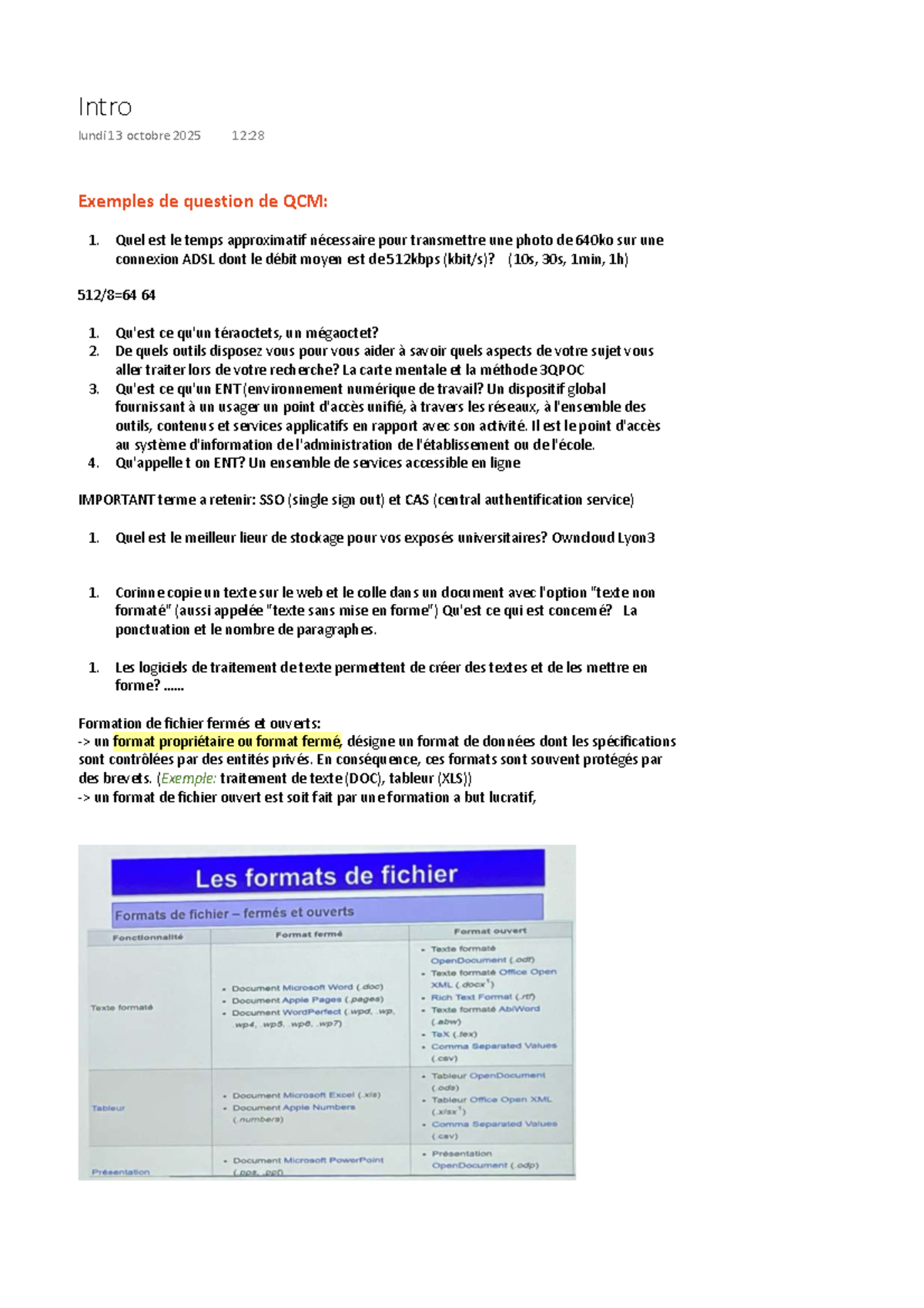 Excel Basics and QCM Prep: Formulas, Formats, and Tools - Studocu