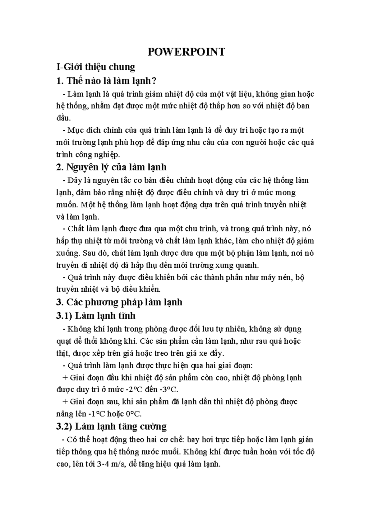 Slide Kỹ Thuật Lạnh - Tổng Quan và Ứng Dụng - Studocu