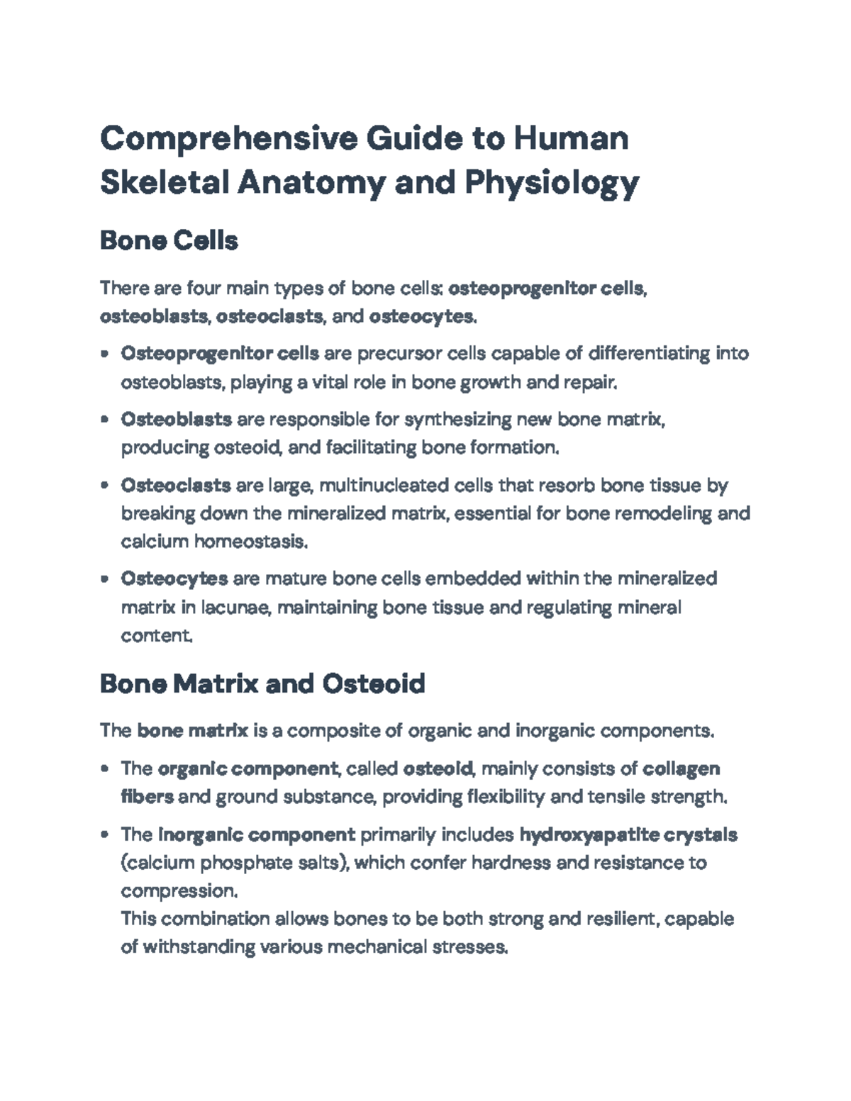Comprehensive Guide to Human Skeletal Anatomy and Physiology (BIO 101 ...