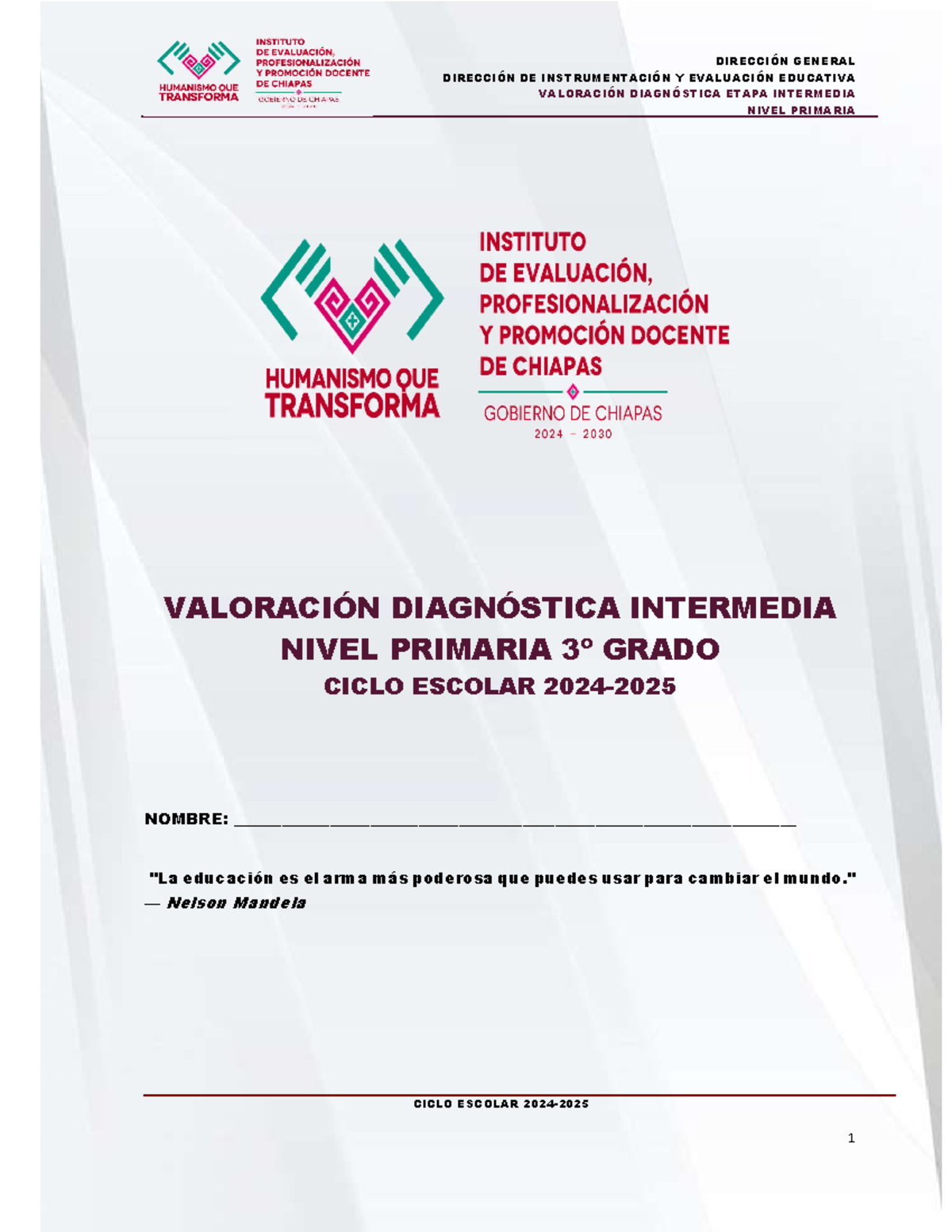 Evaluación Diagnóstica Intermedia - Dprimaria 3 (Ciclo Escolar 2024 ...