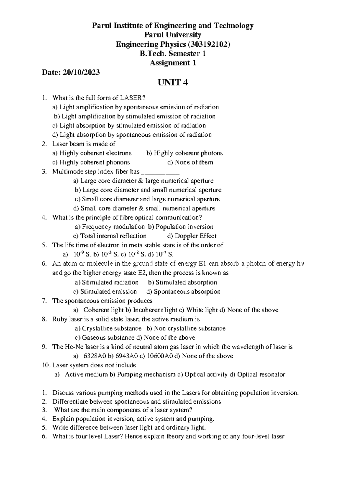 physics study material - Parul University Engineering Physics (303192102) B. Semester 1 ...
