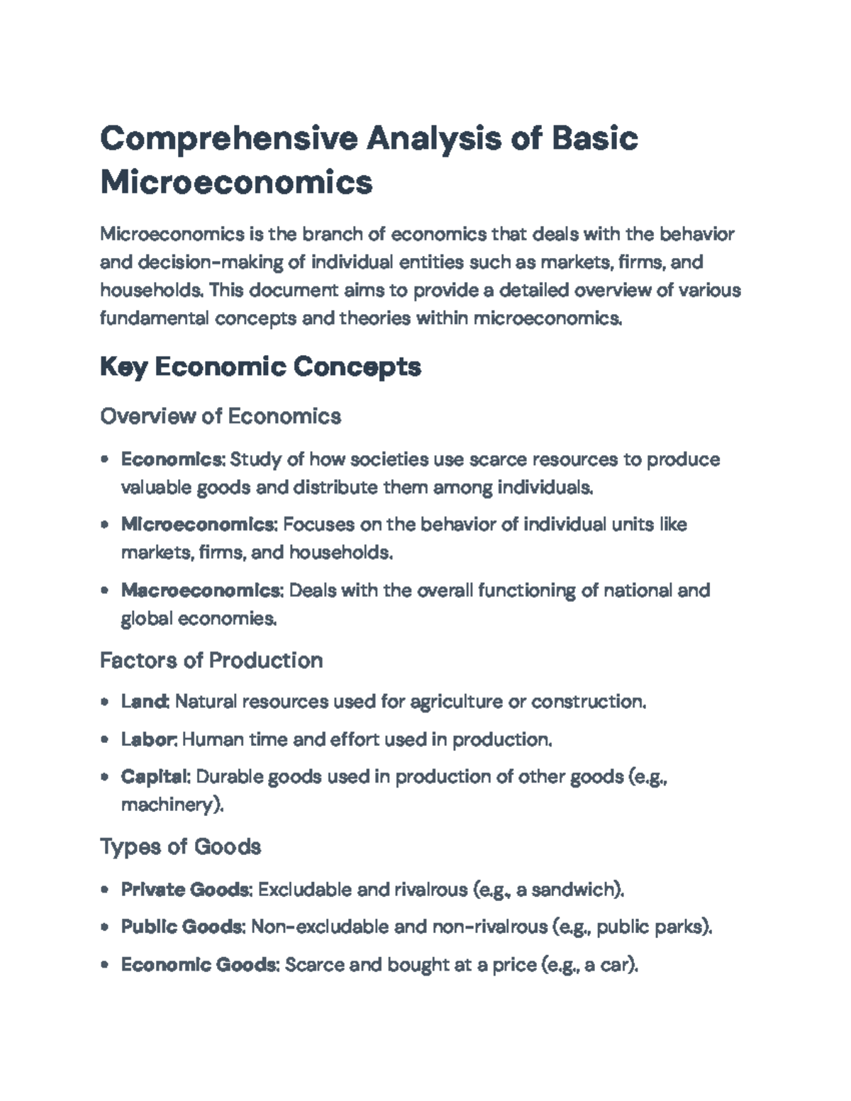 Microeconomics Overview: Key Concepts and Theories Analysis ...