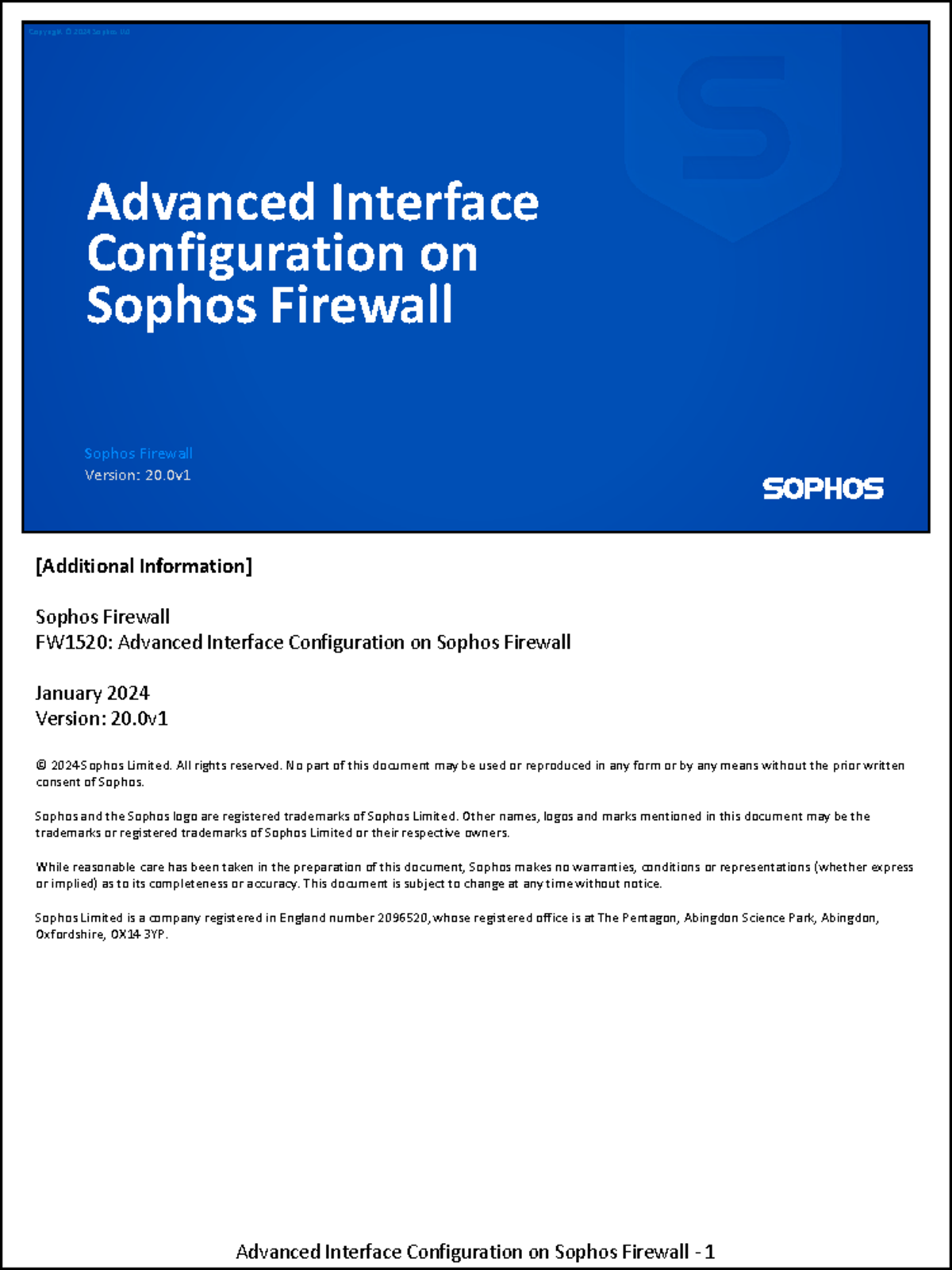FW1520 20.0v1 Advanced Interface Configuration Guide for Sophos Firewall - Studocu