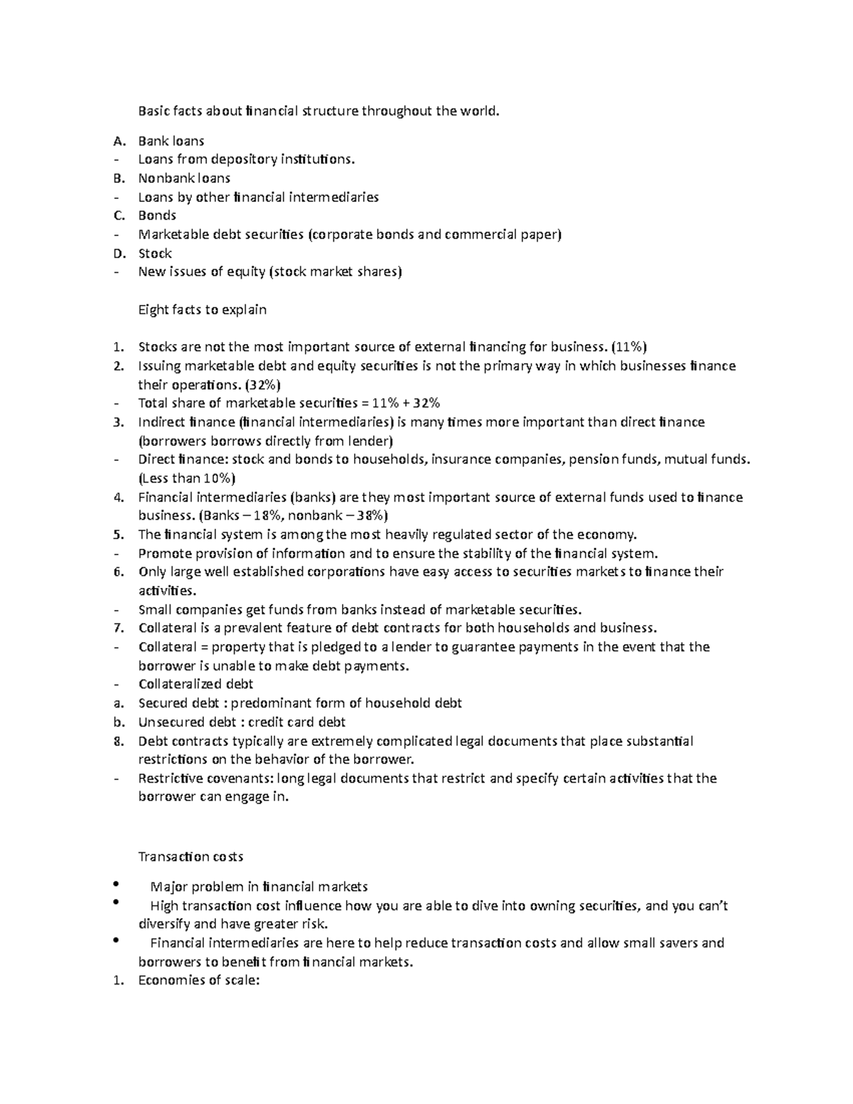 Chapter 8 - notes - Basic facts about financial structure throughout ...