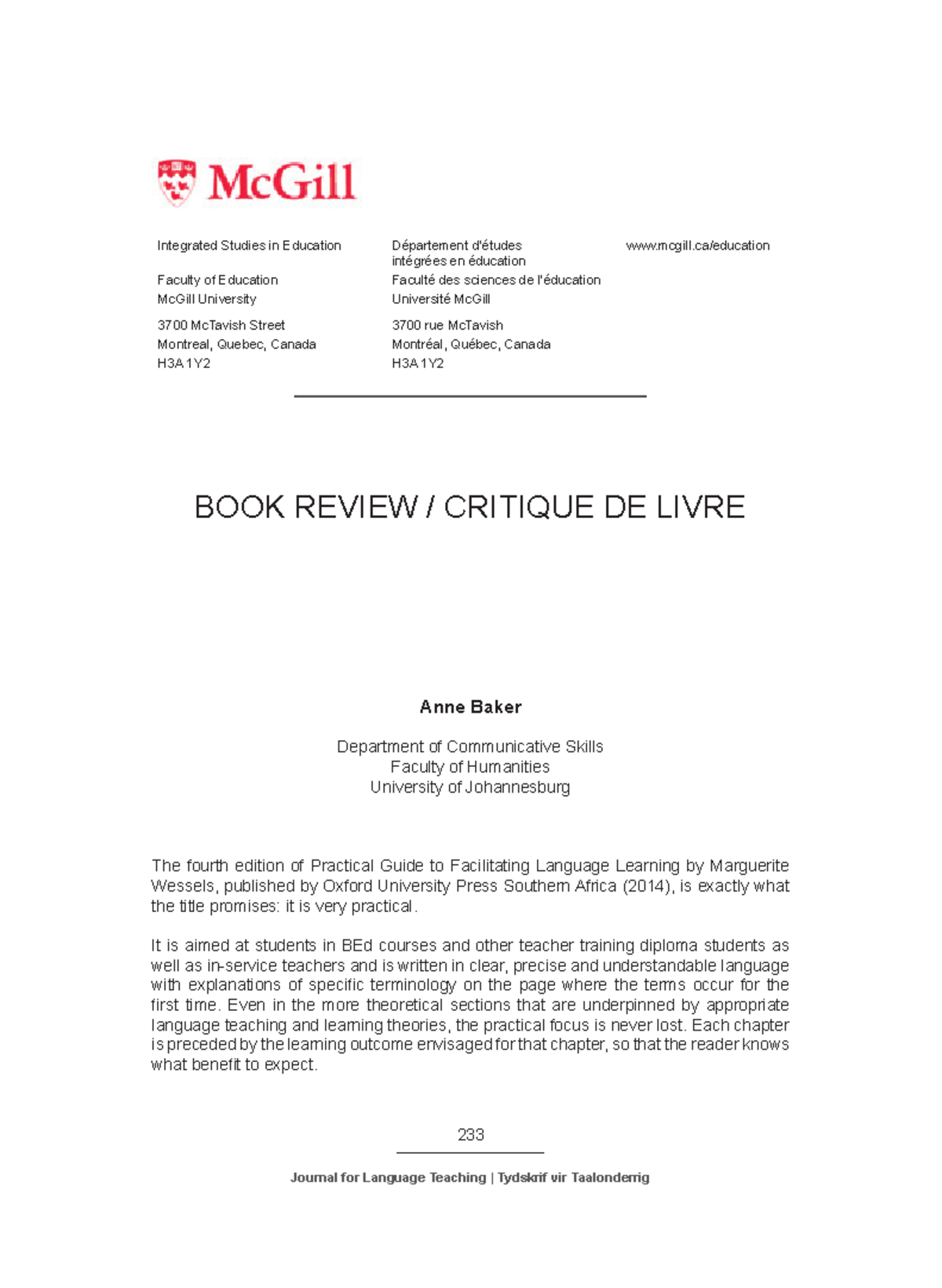 Baker 2014 Practical Guide Review: Facilitating Language Learning - Studocu