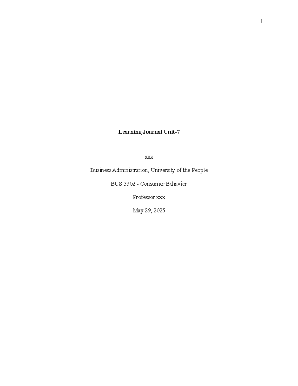 BUS 3302 Learning Journal: Decision-Making in Consumer Behavior - Studocu