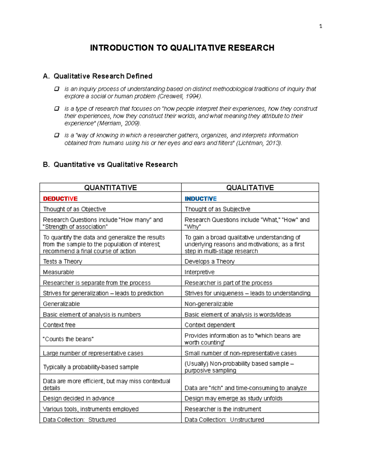 INTRODUCTION TO QUALITATIVE RESEARCH - Qualitative Research Defined is ...