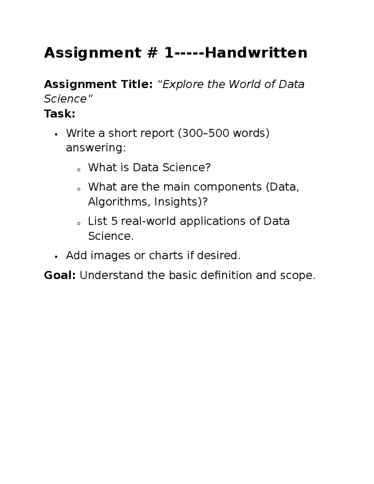 Assignment - Data Sciences - data structure and algorithms - Assignment # 1-Handwritten ...