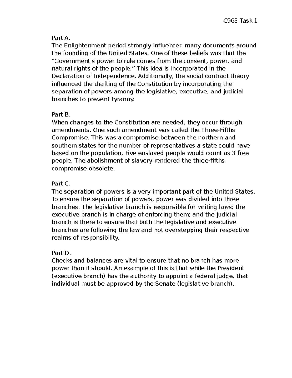 C963 Task 1 - The Influence of Enlightenment on U.S. Founding Documents ...