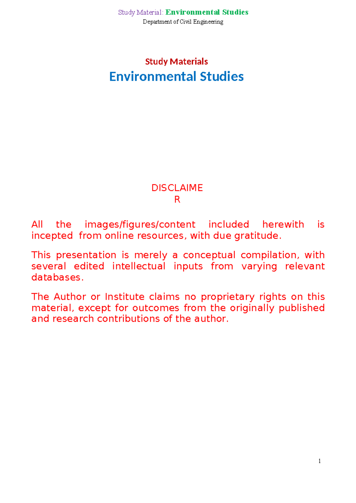 EVS 101 - Overview of Environmental Studies Concepts and Cycles - Studocu