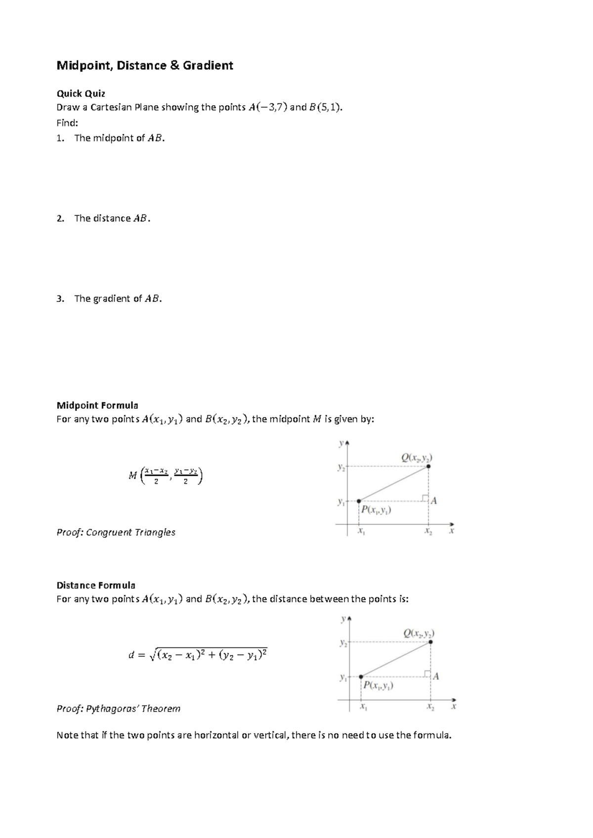 Linear Relationships II Worksheets L1-L5: Midpoint, Distance & Gradient ...
