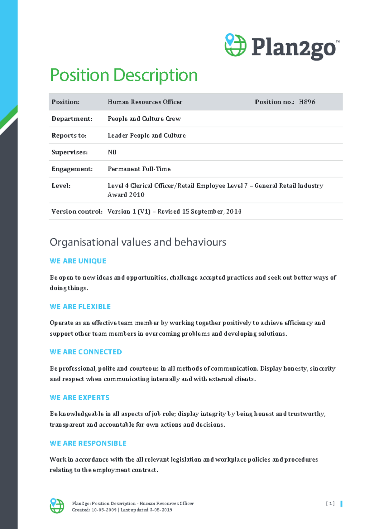 Bsbpef 402 AE Appx PDHuman Resources Officer - Plan2go: Position ...