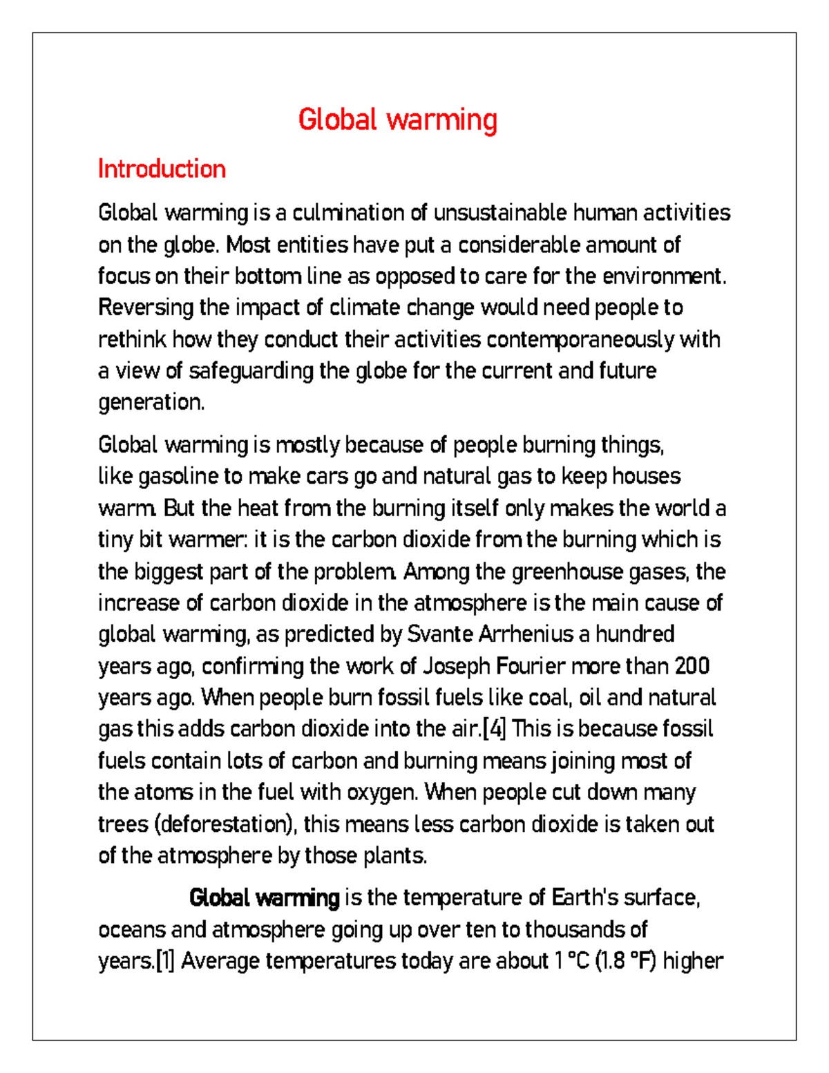 Global Warming: Causes, Effects, and Mitigation Strategies - Studocu