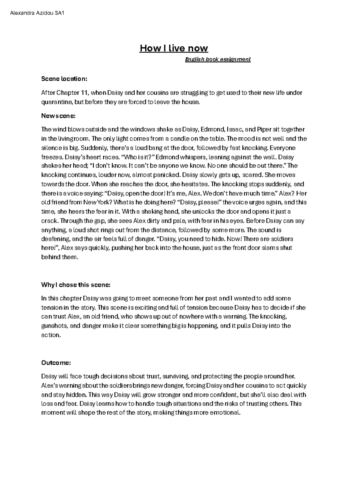ENGL 3A1 How I Live Now: Scene Analysis After Chapter 11 - Studocu