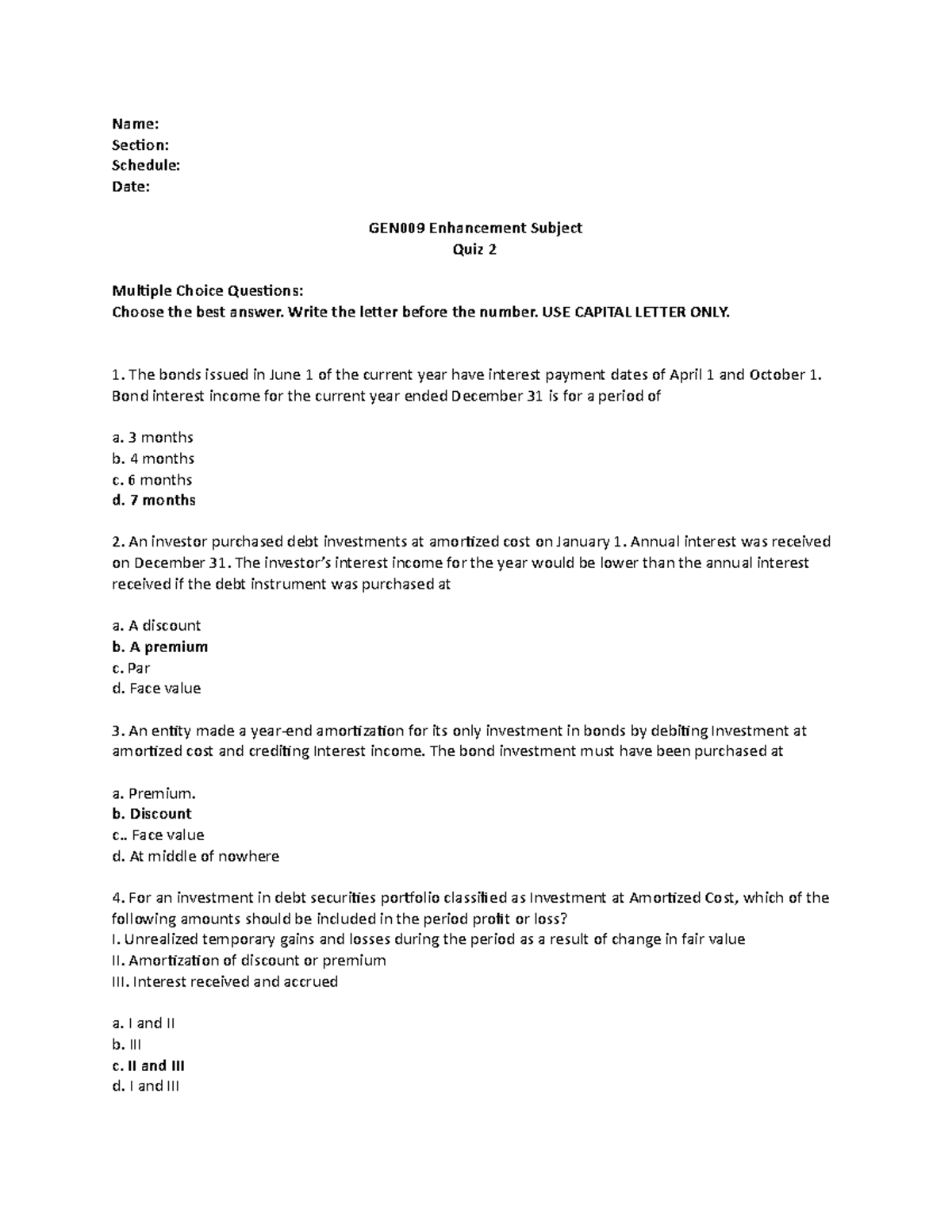 GEN009 Quiz 2 P2 Answers and Solutions for Enhancement Subject - Studocu