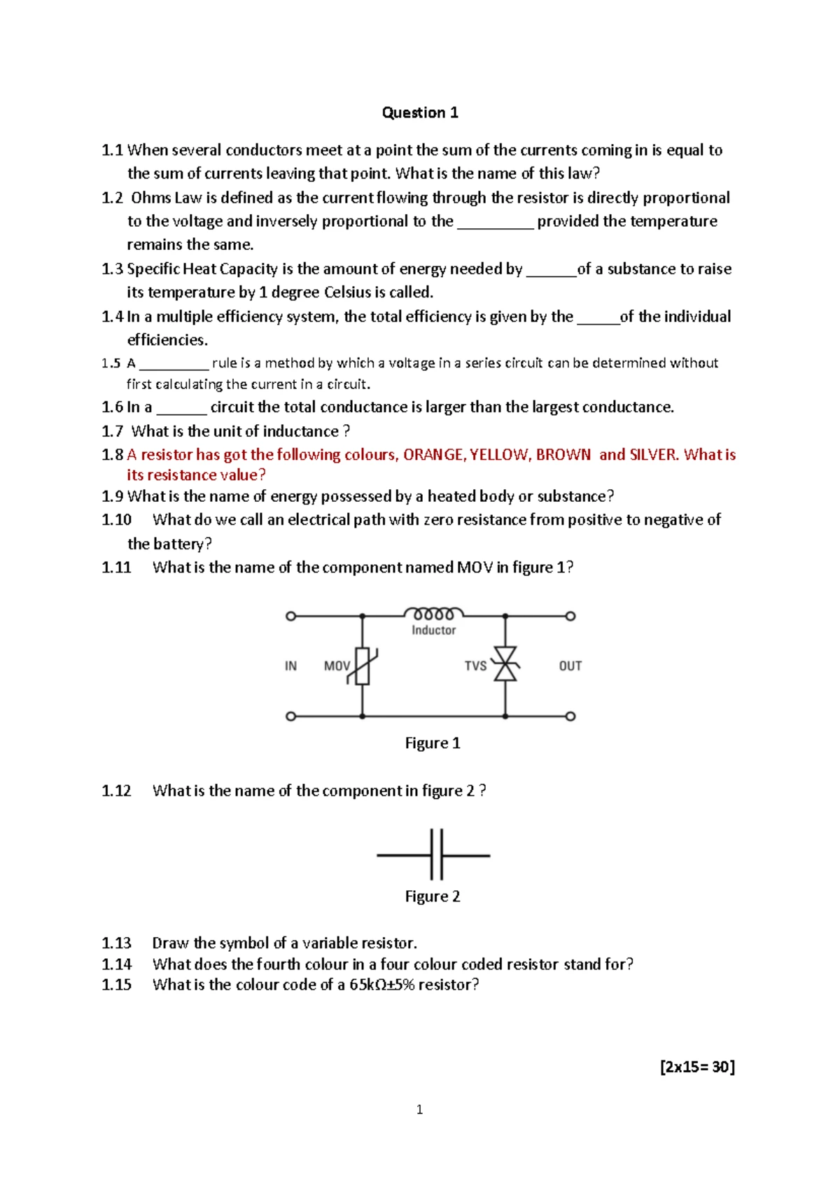 ELEE101 Test 1 Practice Questions - Electrical Engineering I - Studocu