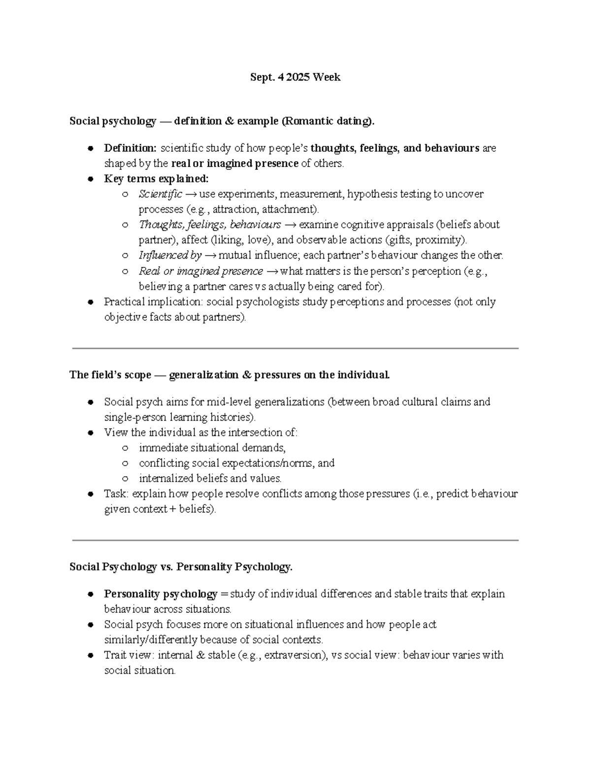 PSYC2100 Lecture Notes: Social Psychology Concepts & Examples - Studocu