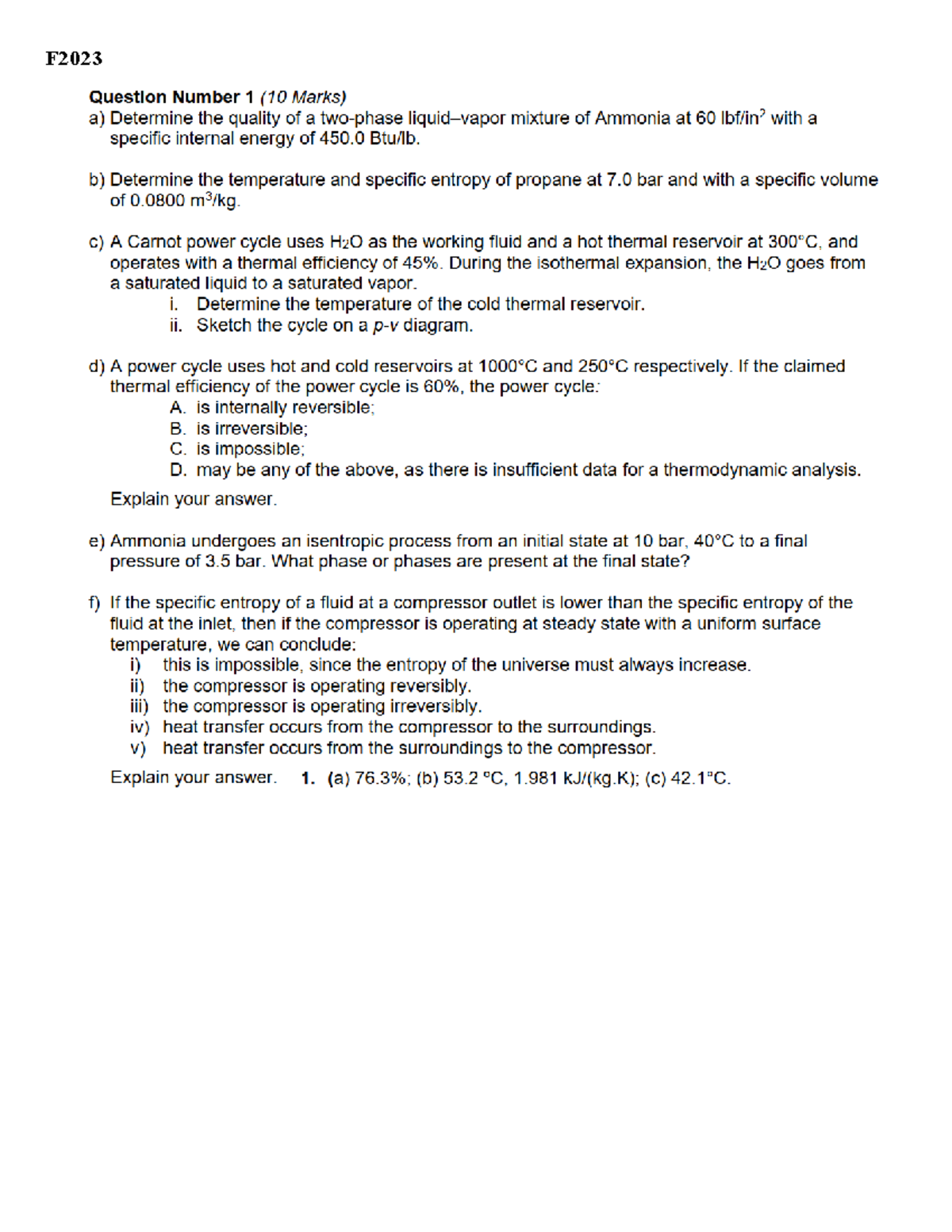 ENGG 311 Thermodynamics Practice Problems and Solutions - Studocu