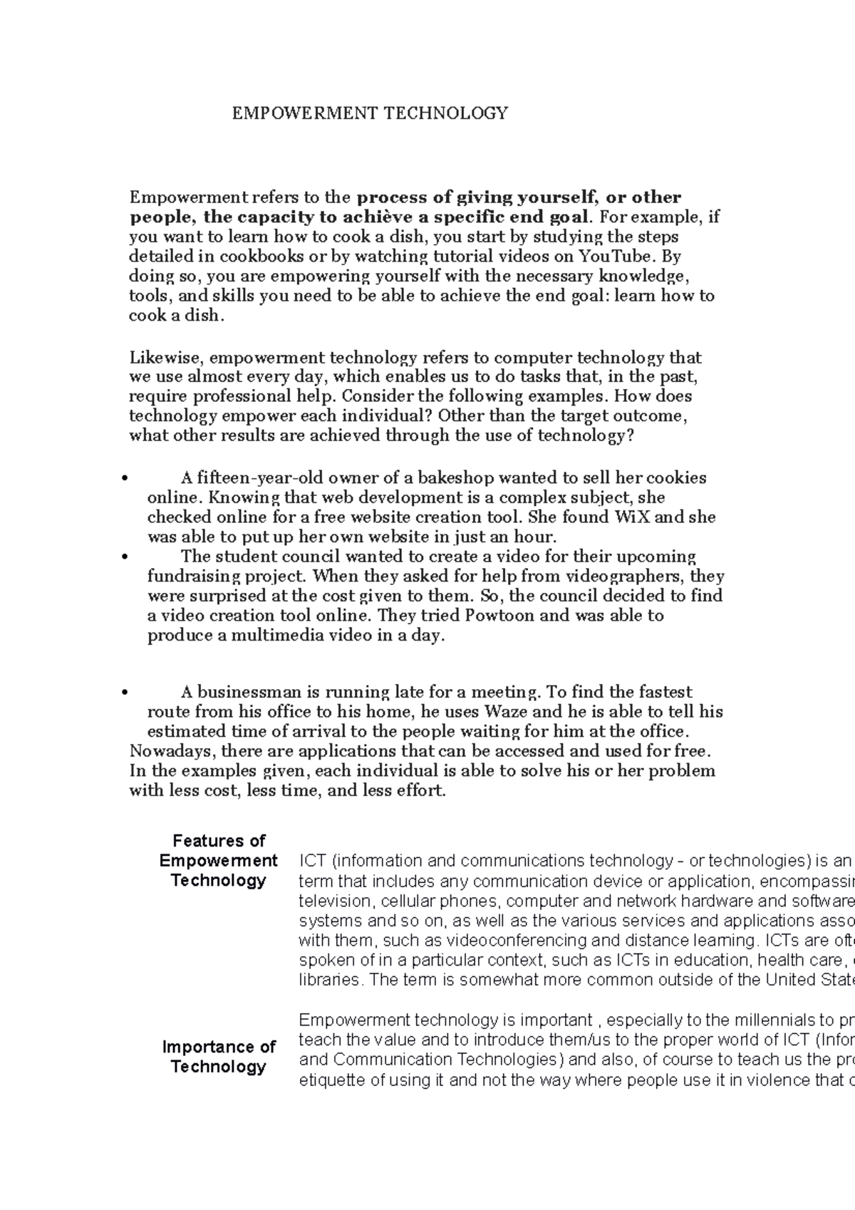 Empowerment Technology and Its Impact on ICT Learning - Studocu