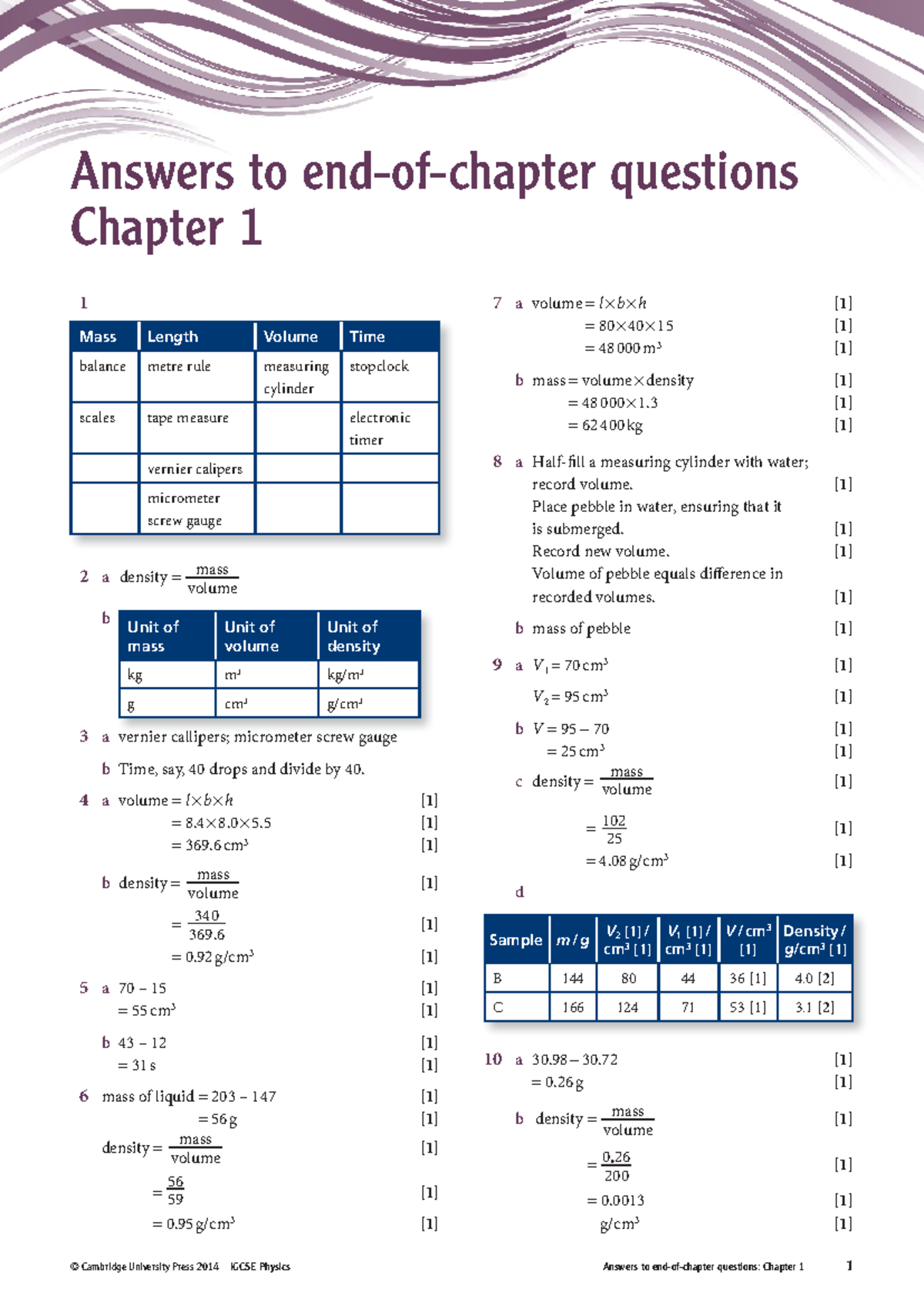 IGCSE Physics Coursebook Answers: Chapters 1-11 Review - Studocu